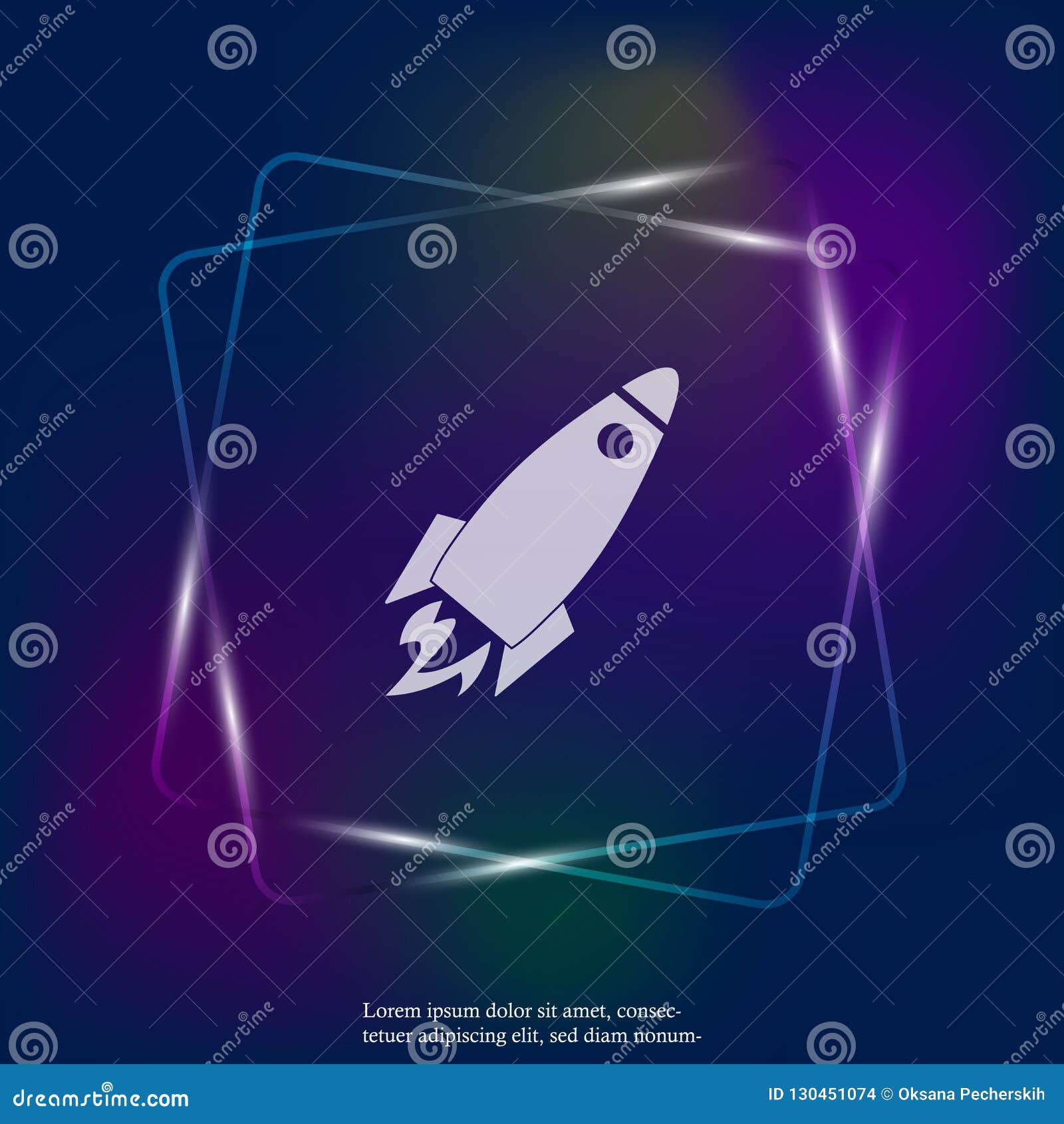 Vector Icon Flying Rocket. Rocket Neon Light Icon Stock Vector ...