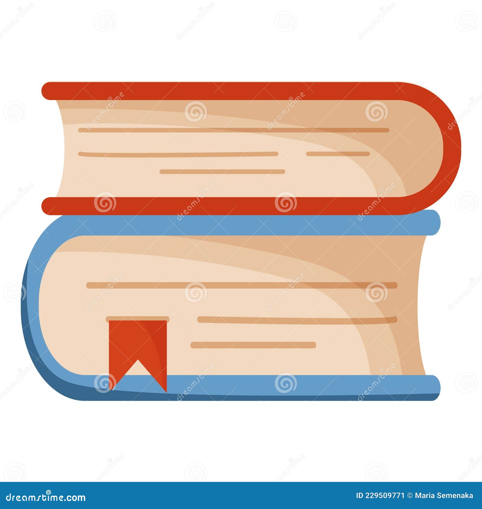 Vector Icon in the Form of a Stack of Two Books with a Red Bookmark ...
