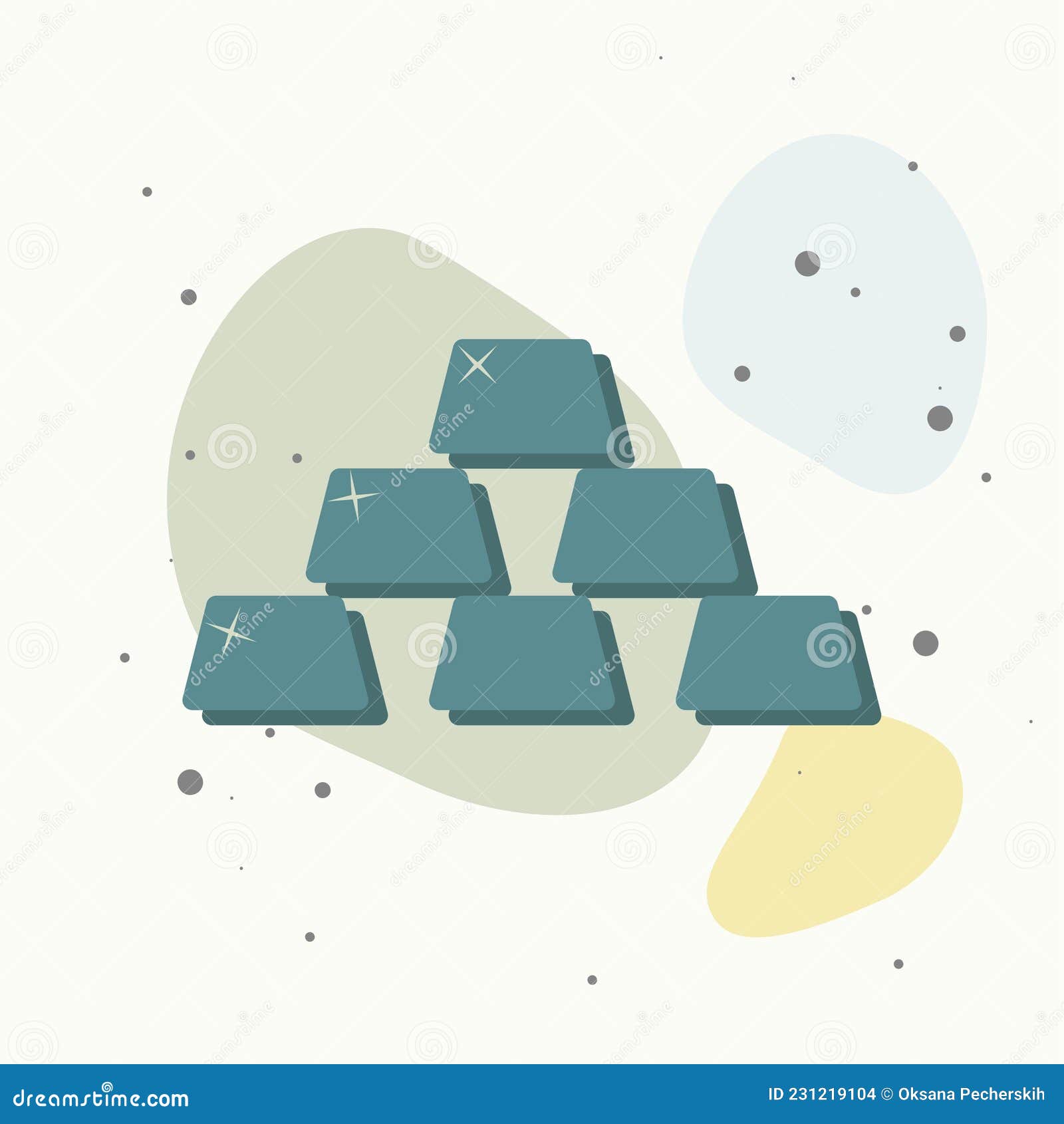 Vector Icon of Gold Bullion on Multicolored Background Stock Vector ...