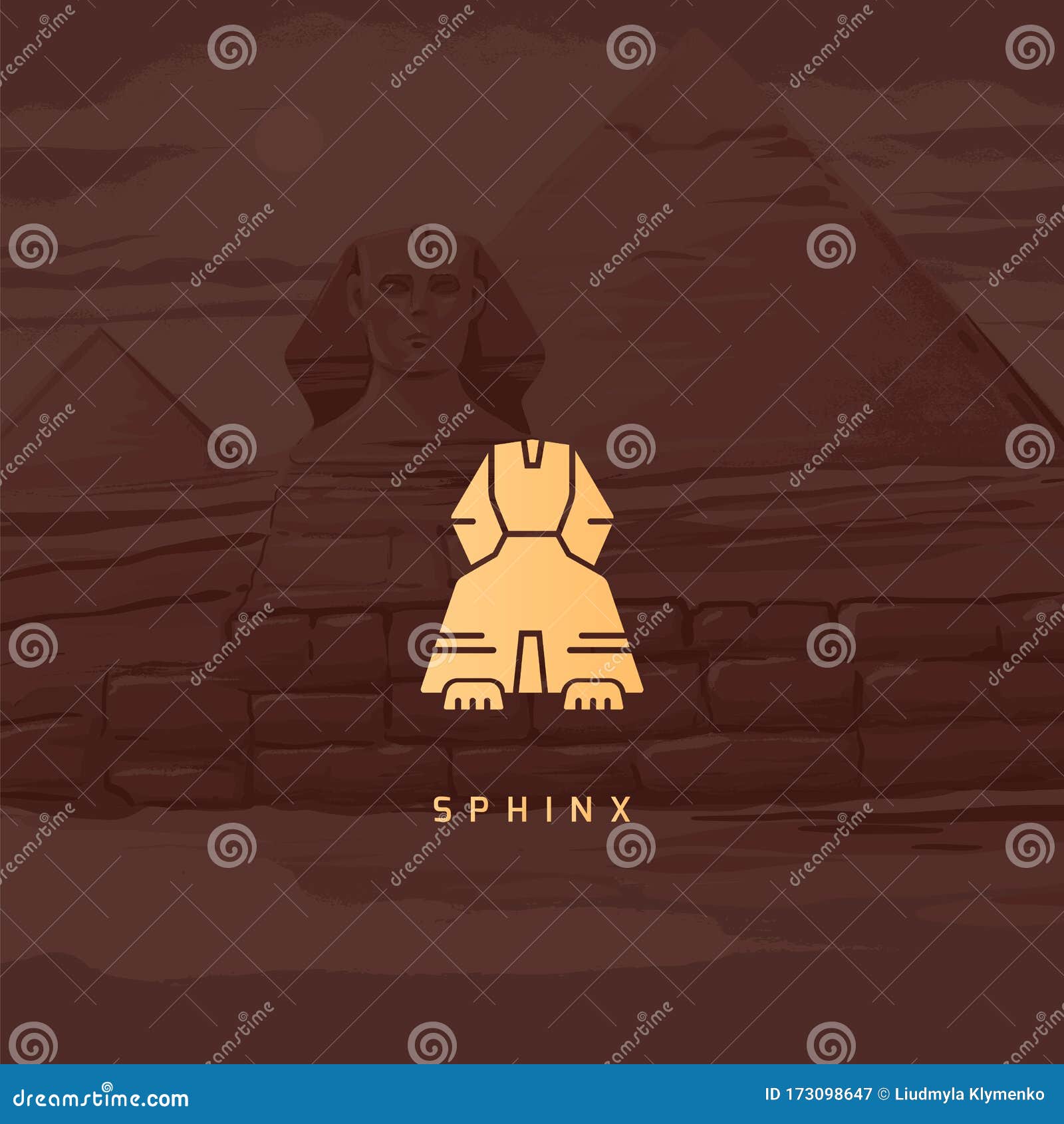 Vector Icon Of Great Sphinx Of Giza Isolated On The Hand-drawn Vector ...
