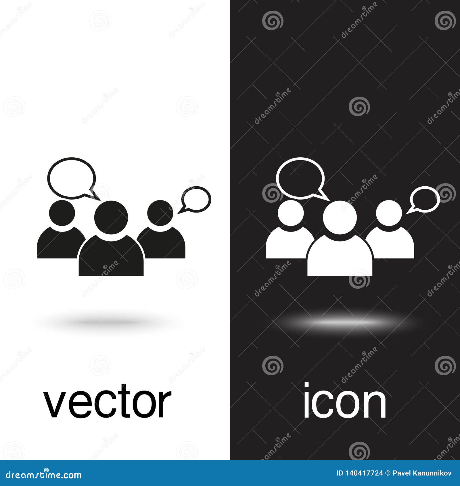 Vector Icon Group of People on Black and White Background Stock Vector ...