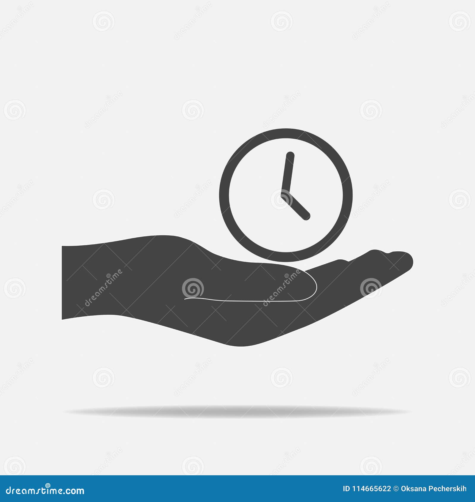 Vector Icon of a Hand Holding a Clock. Flat Hand Design and Watc Stock ...
