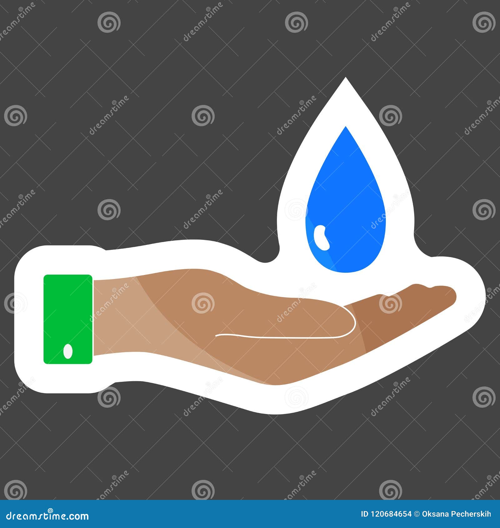 Vector Icon Hand Holding a Drop. Flat Hand Design and a Drop of Stock ...