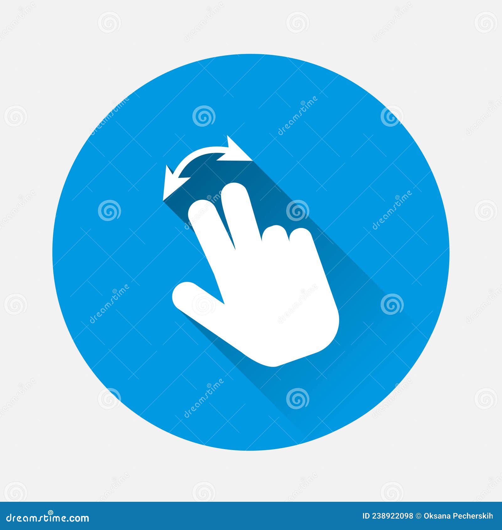 Vector Icon Hand Presses Clicks on the Button Icon on Blue Background ...