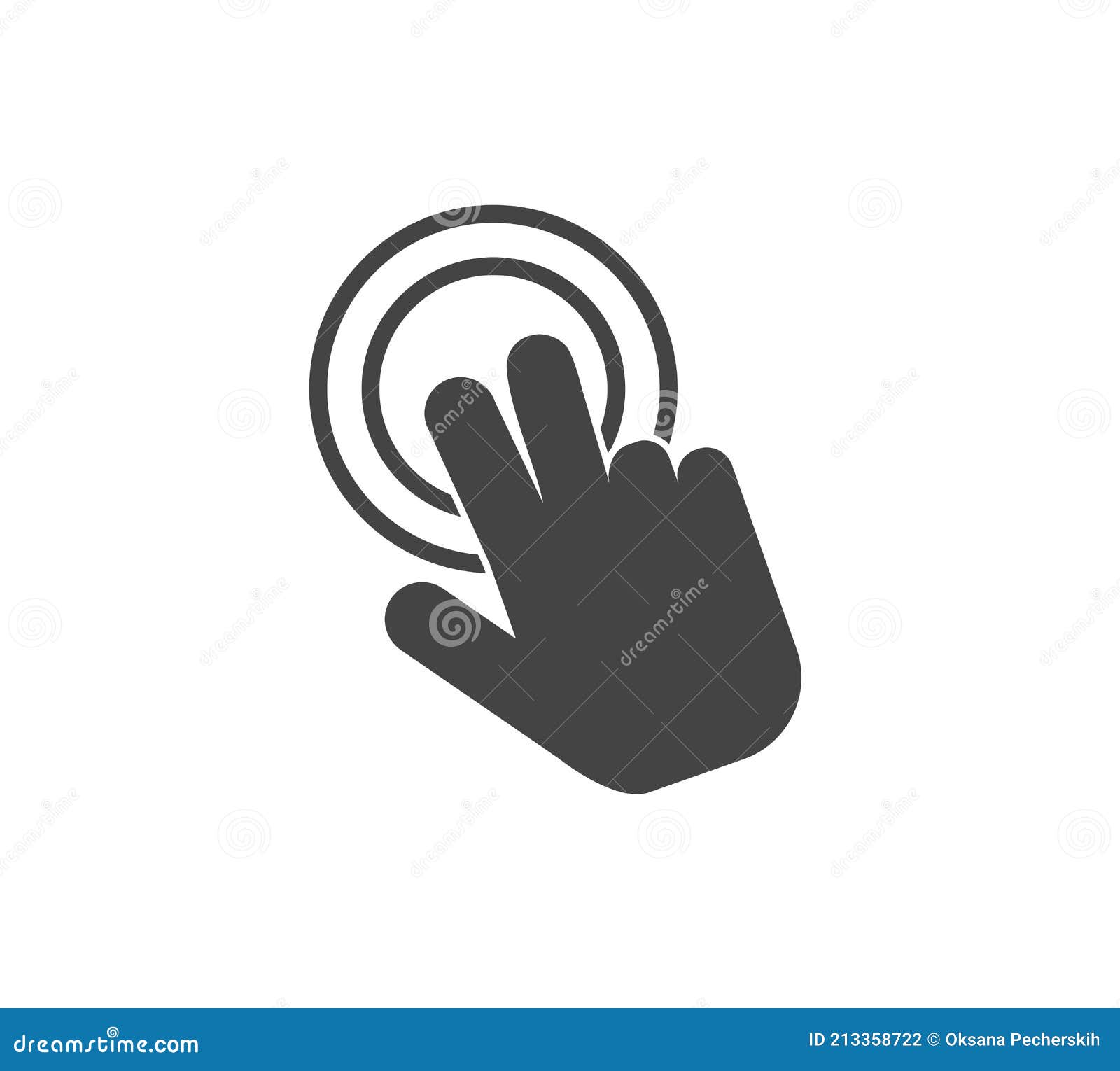 Vector Icon Hand Presses Clicks on the Button on White Isolated ...