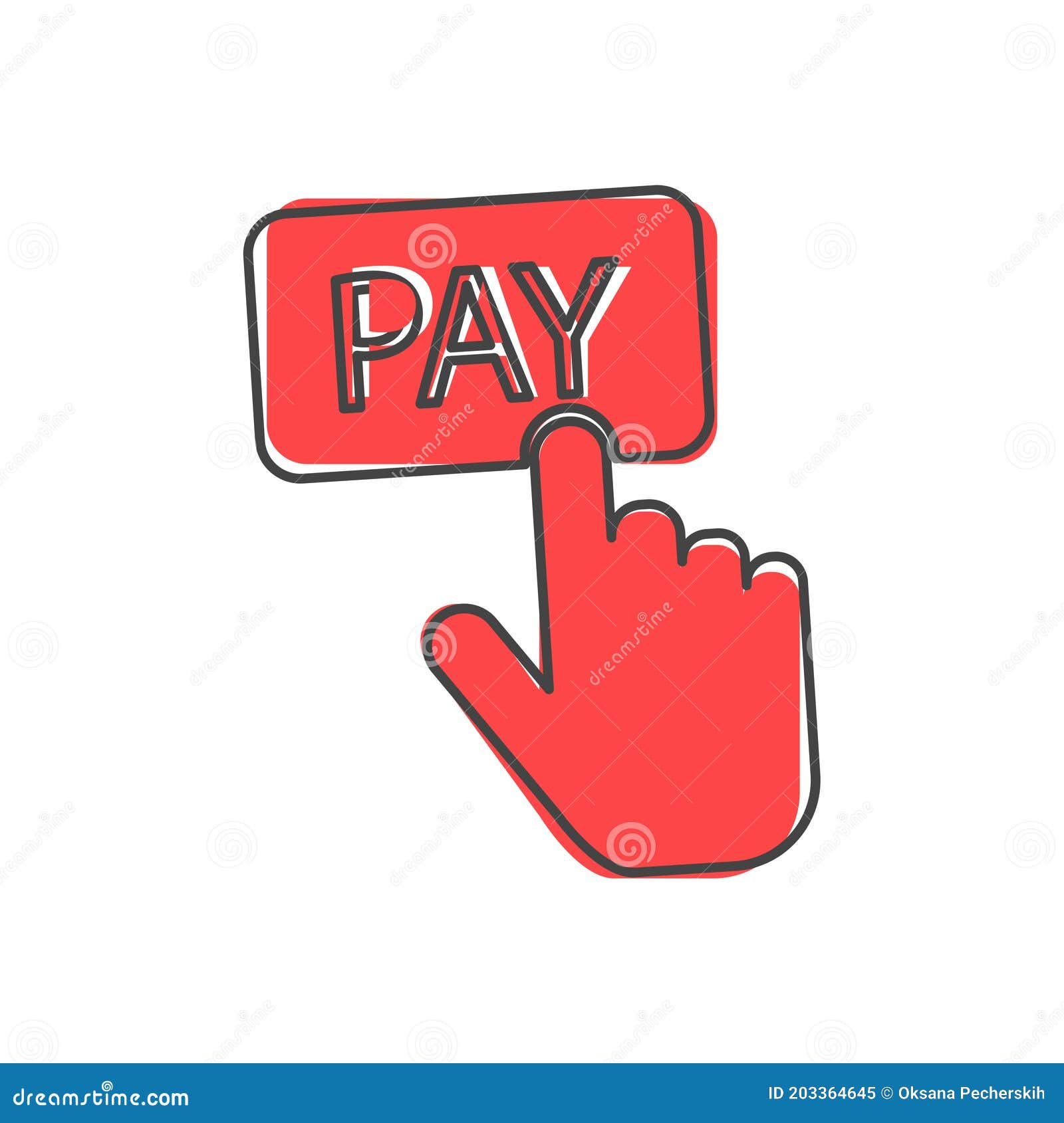 Vector Icon Hand Presses the Pay Button Cartoon Style on White Isolated ...