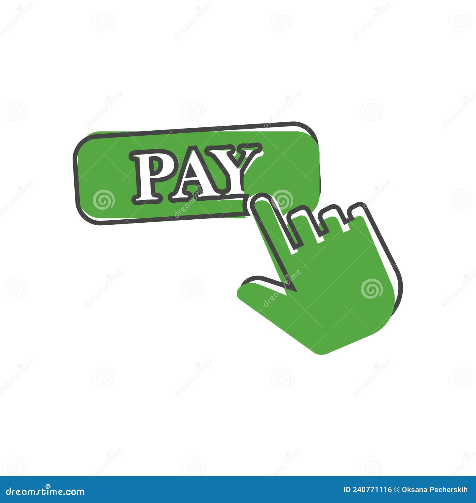 Vector Icon Hand Presses the Pay Button on White Isolated Background ...