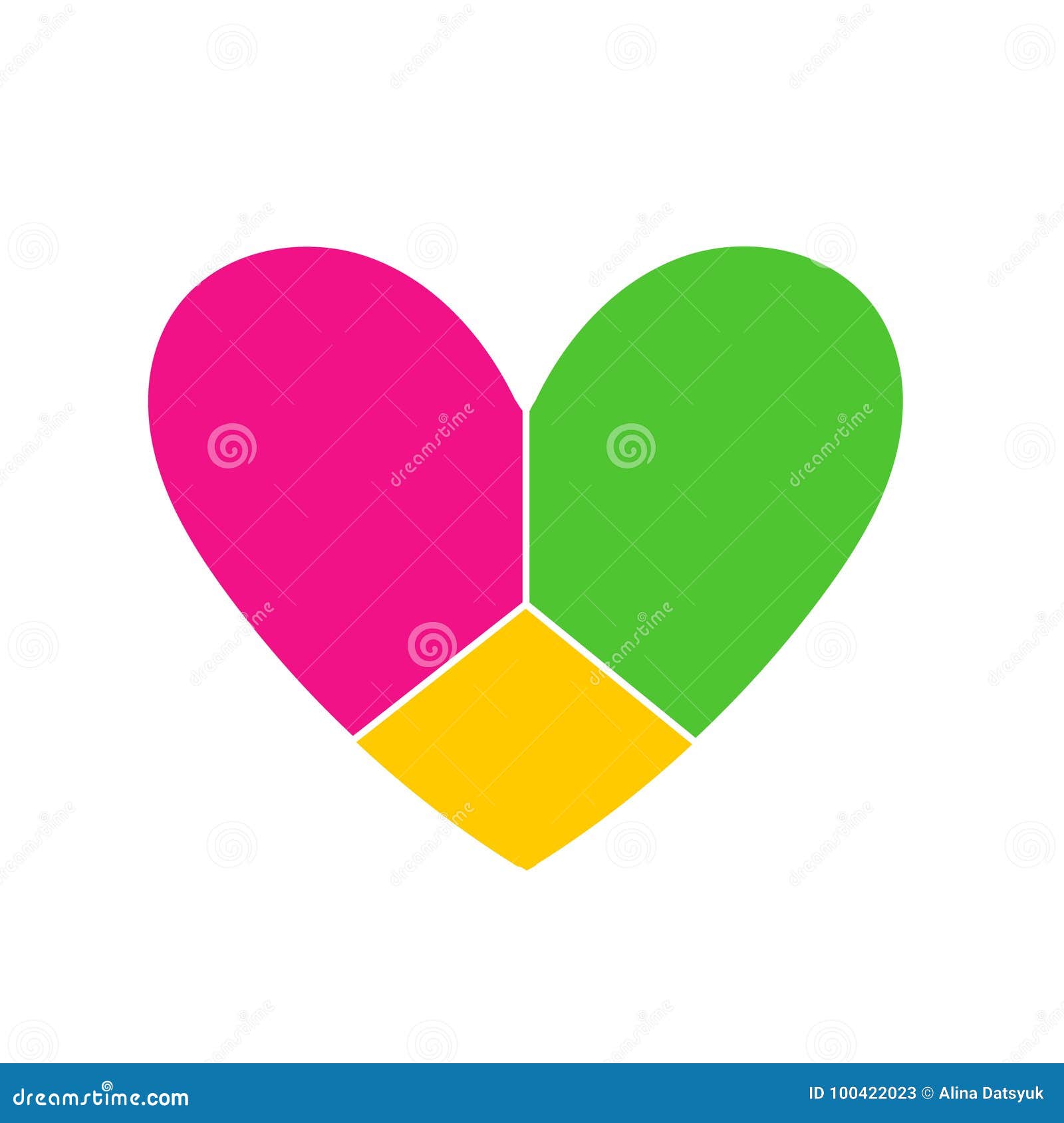 Vector Icon Heart. Image of the Heart is Divided into Three Different ...