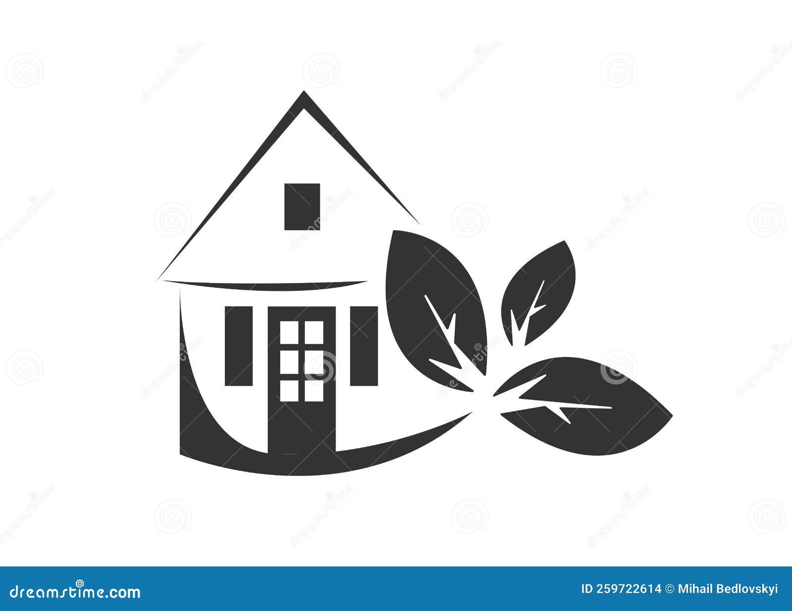 Icon of a House Surrounded by Leaves Stock Illustration - Illustration ...