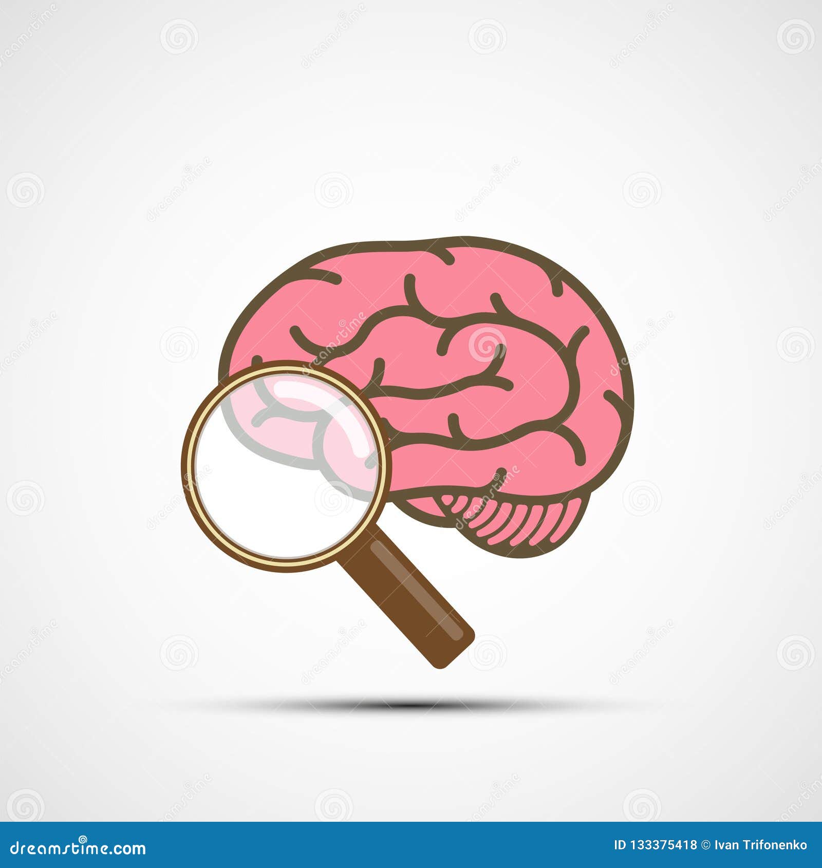 Vector Icon Human Brain and Magnifying Glass Stock Vector ...