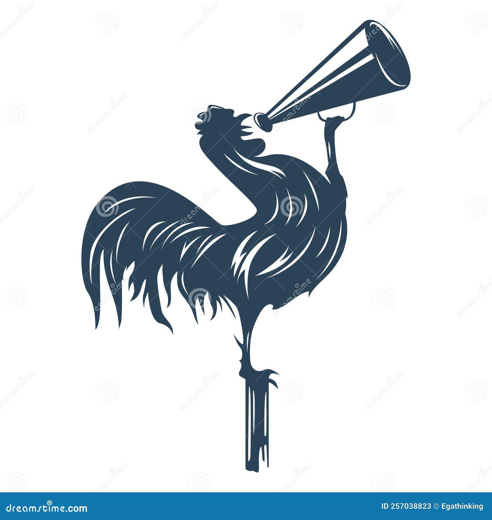 Vector Icon Illustration of a Blue Rooster Crowing Stock Illustration ...