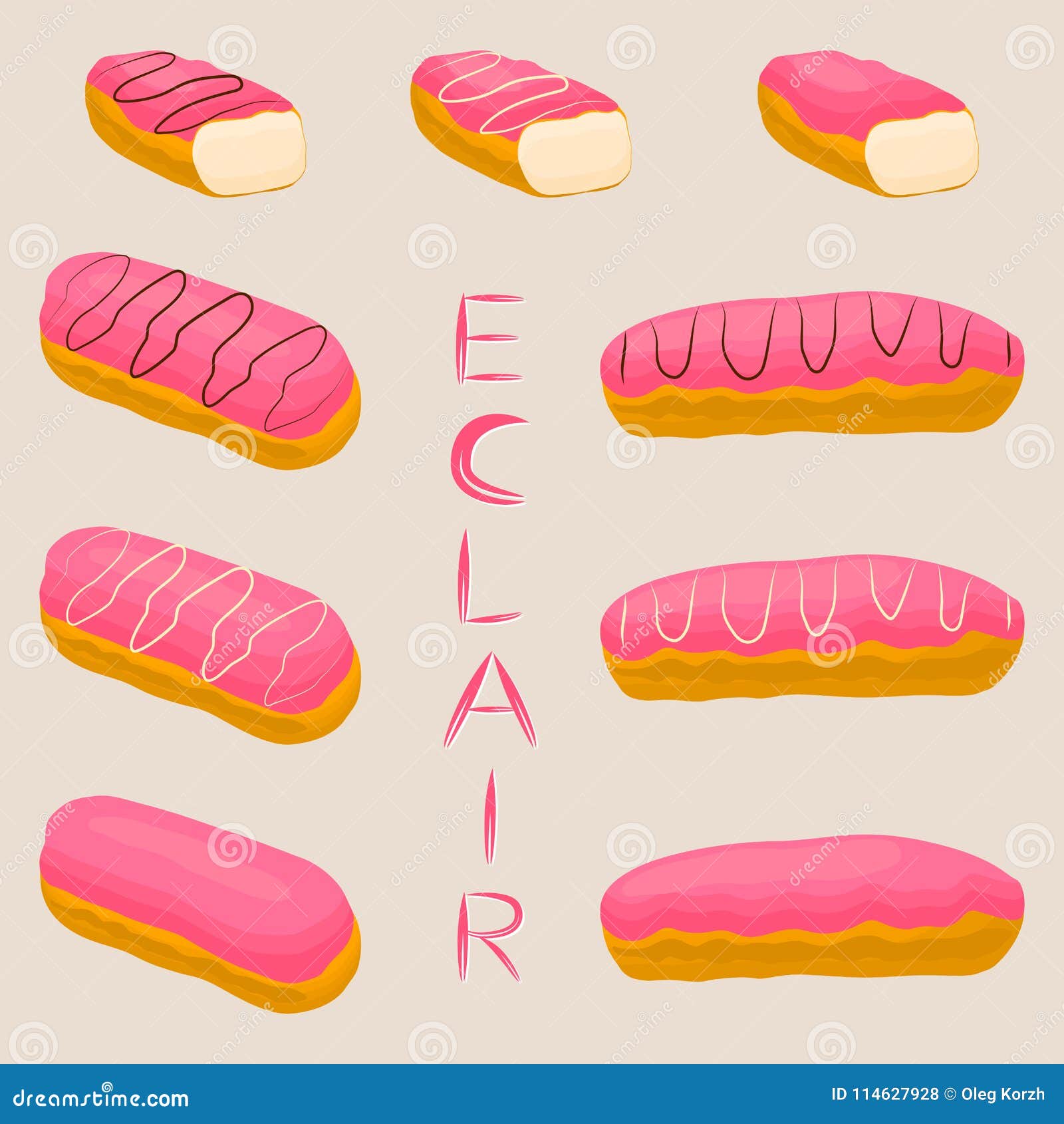 Vector Icon Illustration Logo for Cake French Eclair. Stock Vector ...