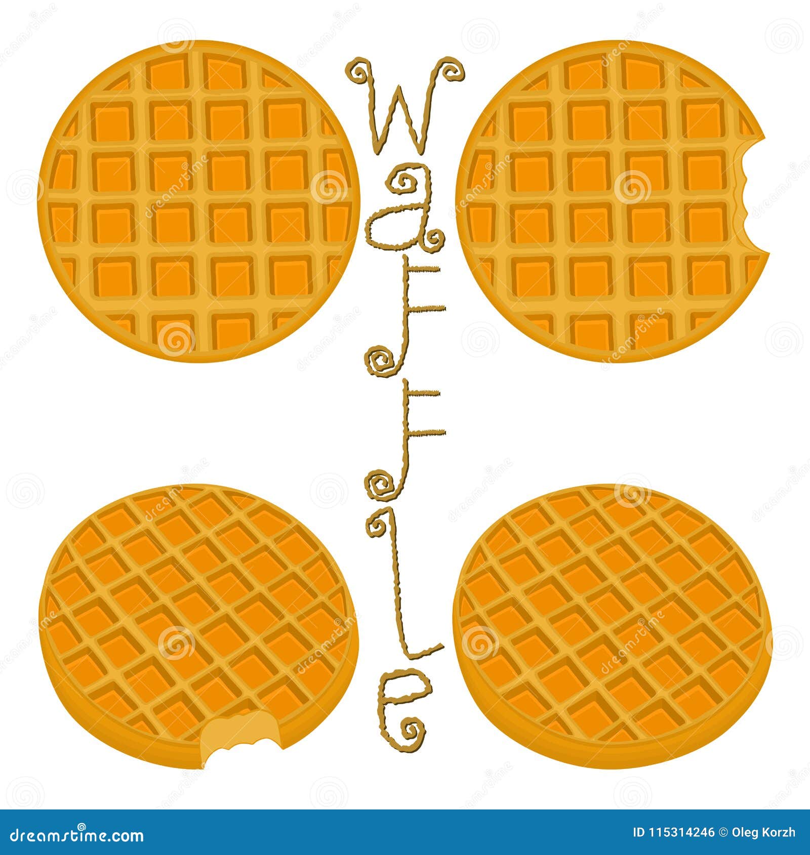 Vector Icon Illustration Logo for Set Various Sweet Waffles. Stock ...