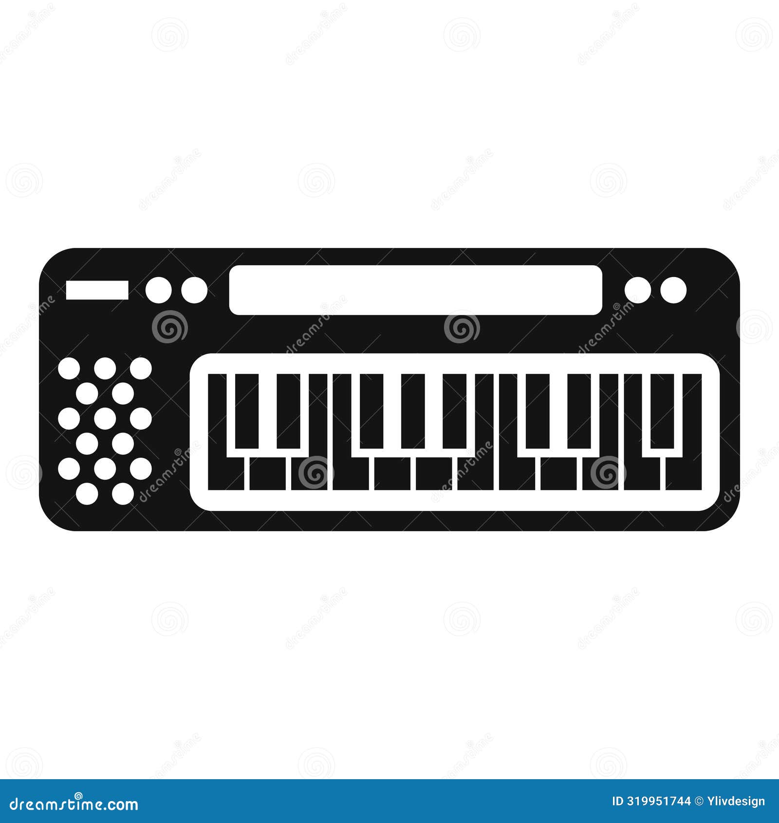 Vector Icon Illustration of a Music Synthesizer Keyboard in a Solid ...
