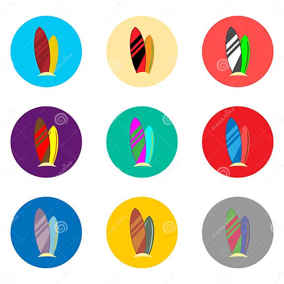 Vector Icon Illustration for Set Symbols Surfboard Stock Vector ...
