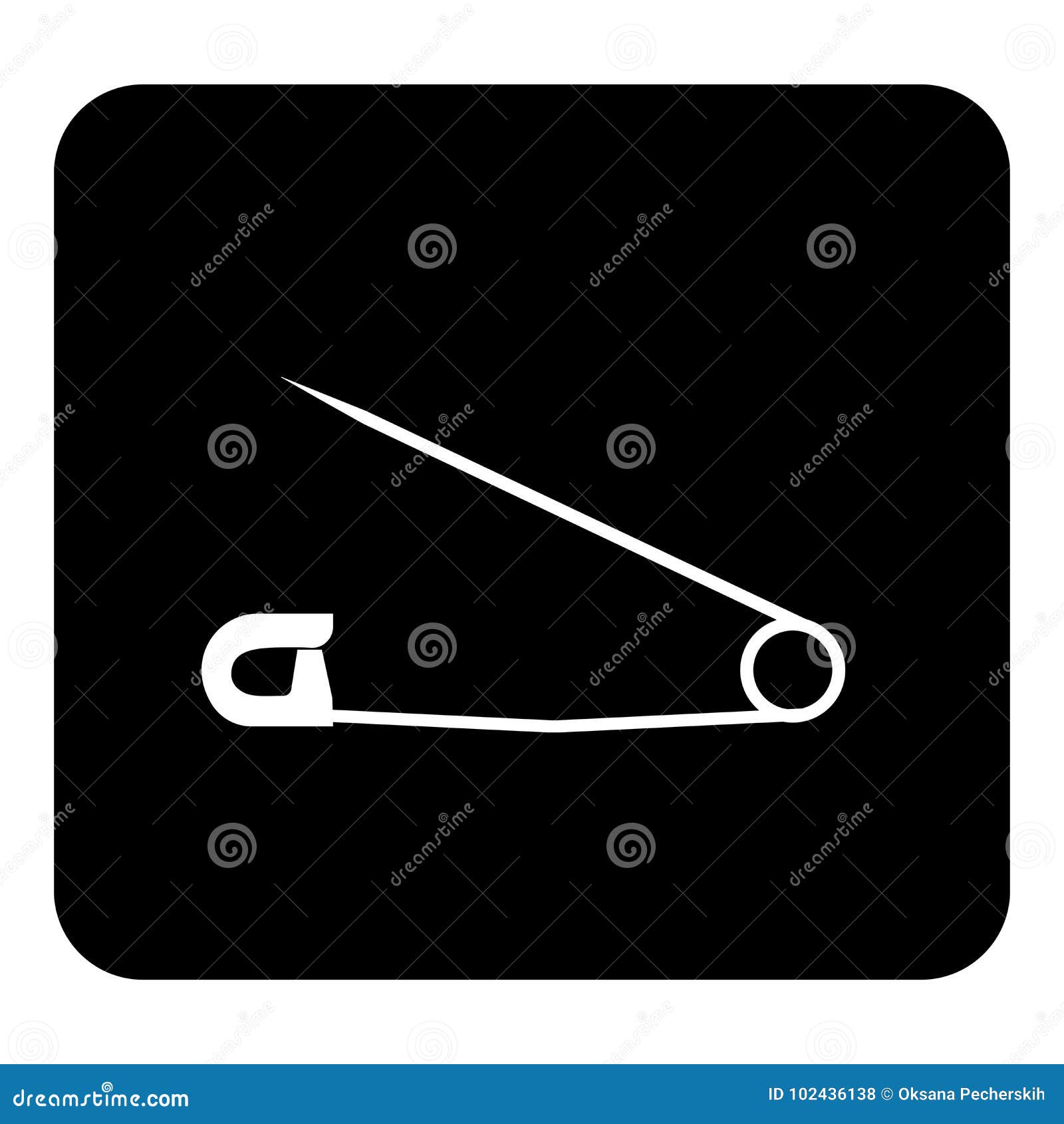 Vector Icon Image Safety Pin. Vector White Illustration on Black Stock ...