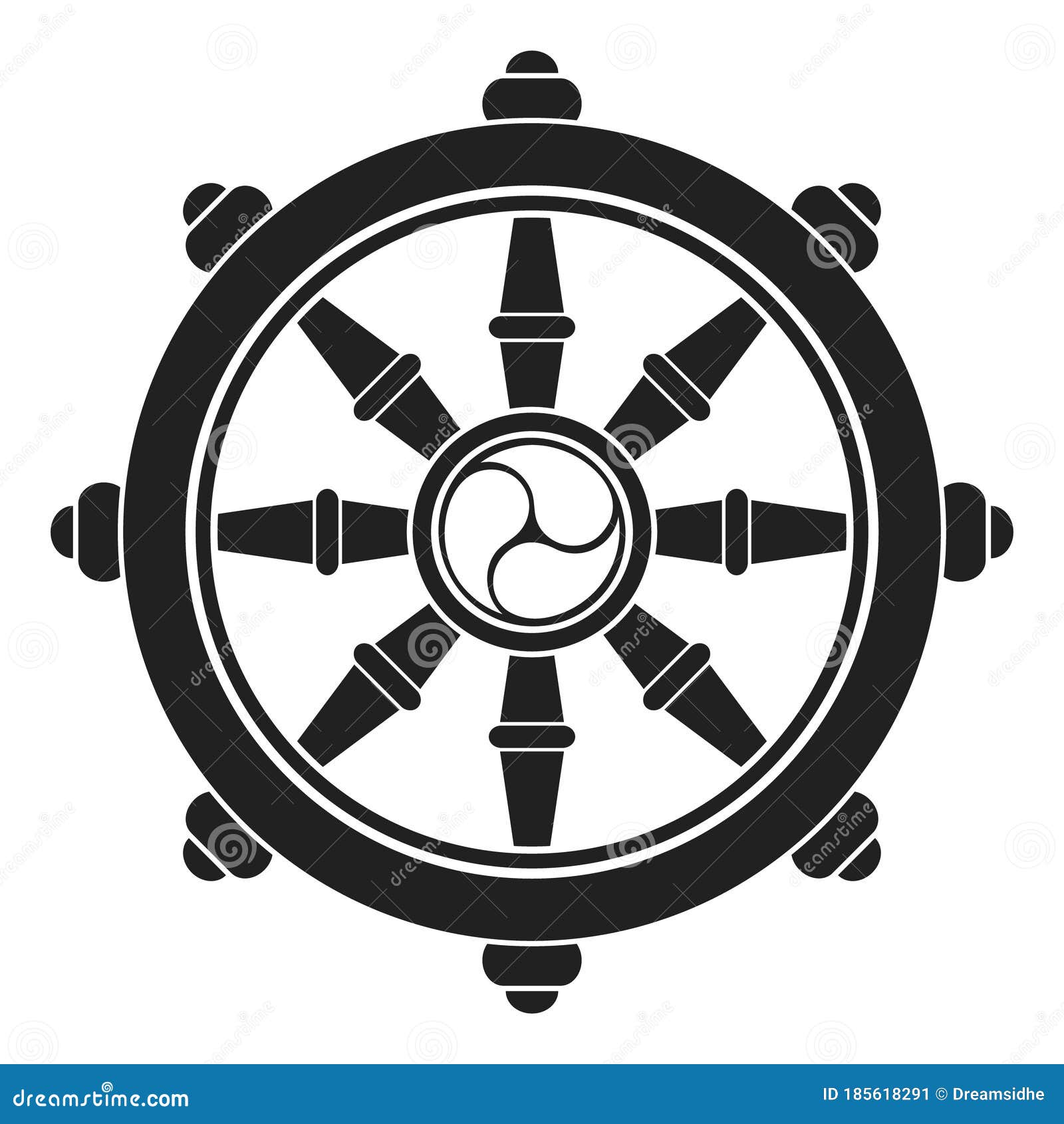 Vector Icon with Indian Religion Symbol Dharmachakra Stock Illustration ...