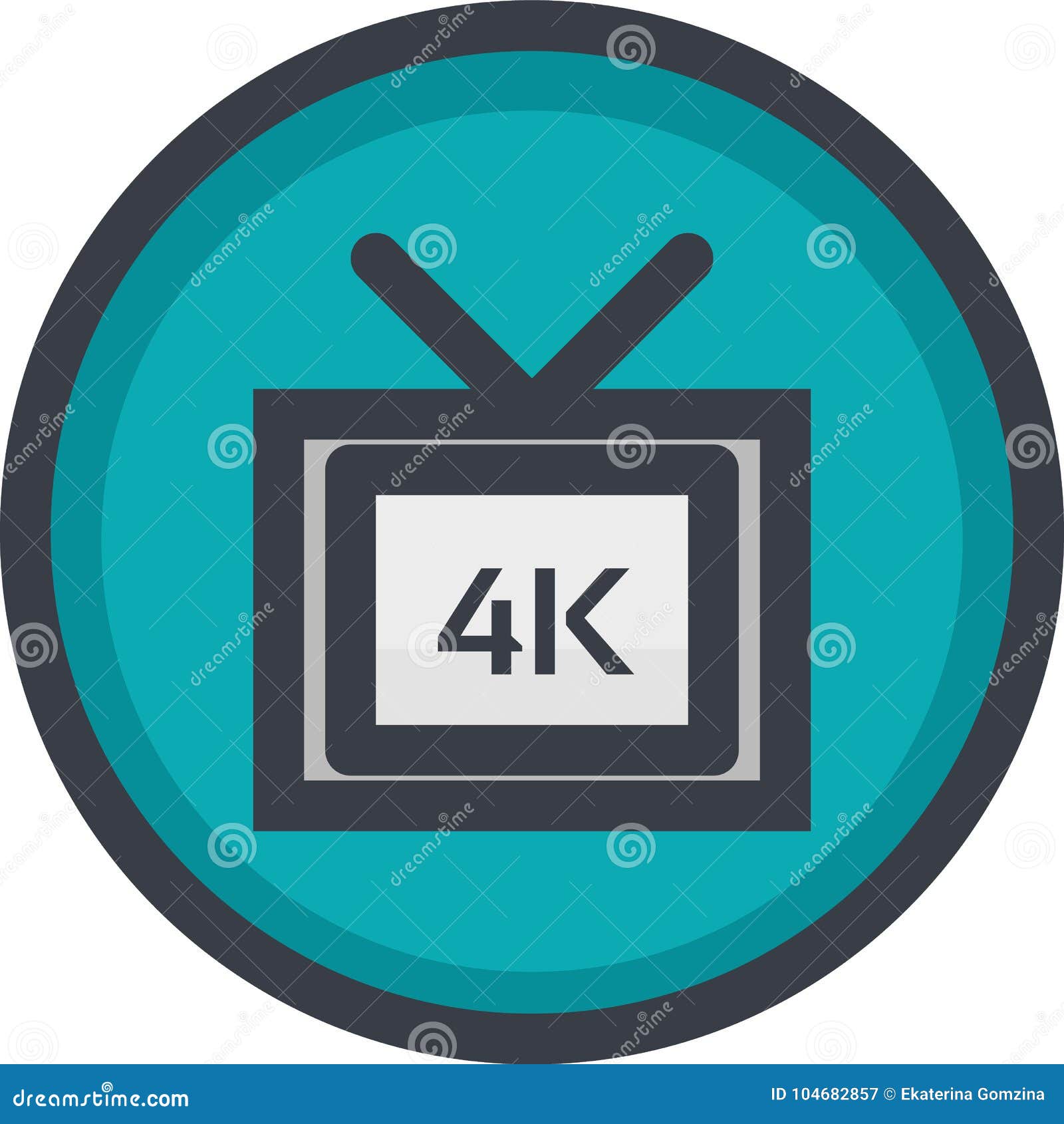 Vector Icon of 4k Video Quality on Button in Flat Style with Outline ...