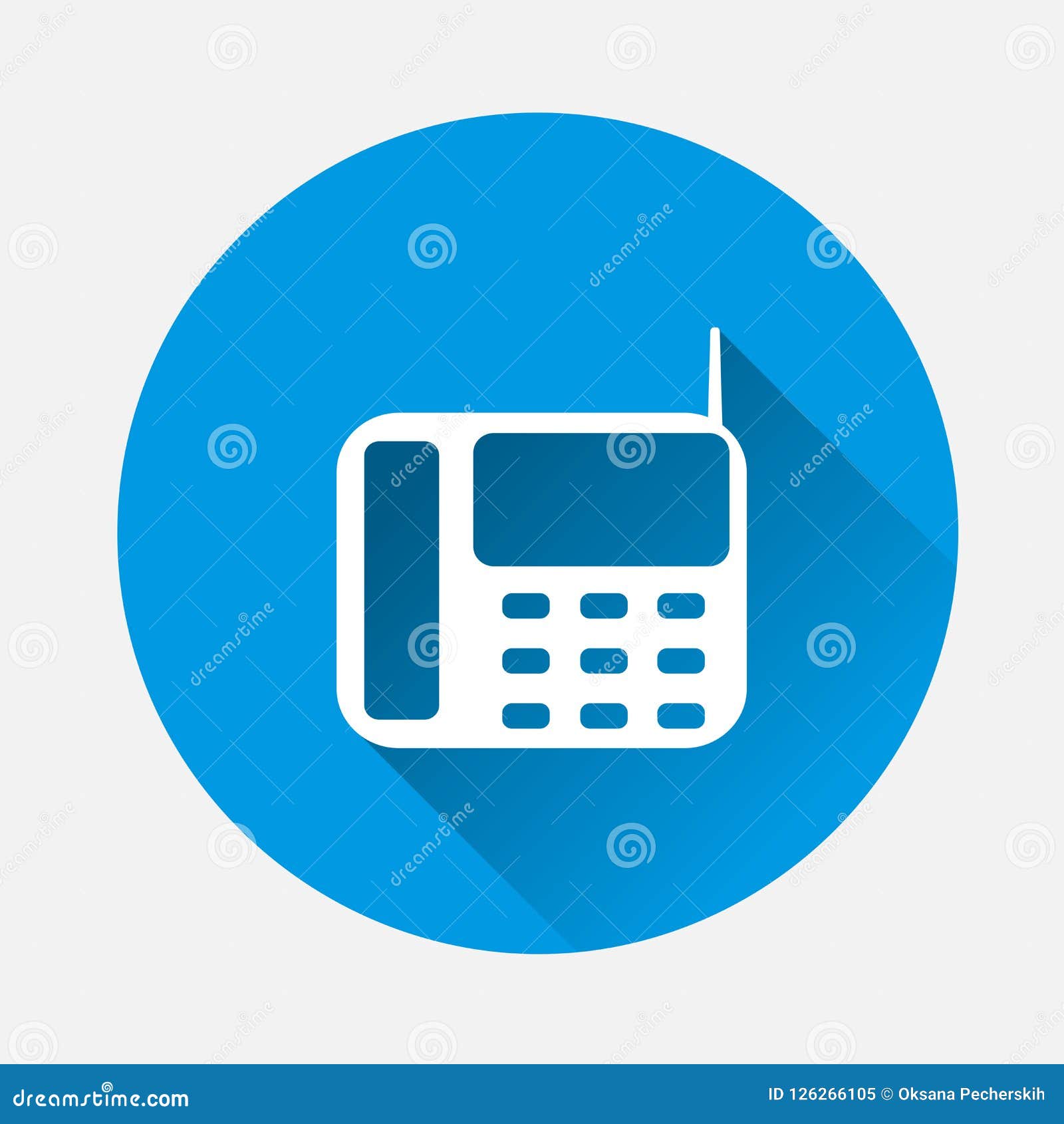 Vector Icon Landline Phone with Buttons on Blue Background.Flat Stock ...