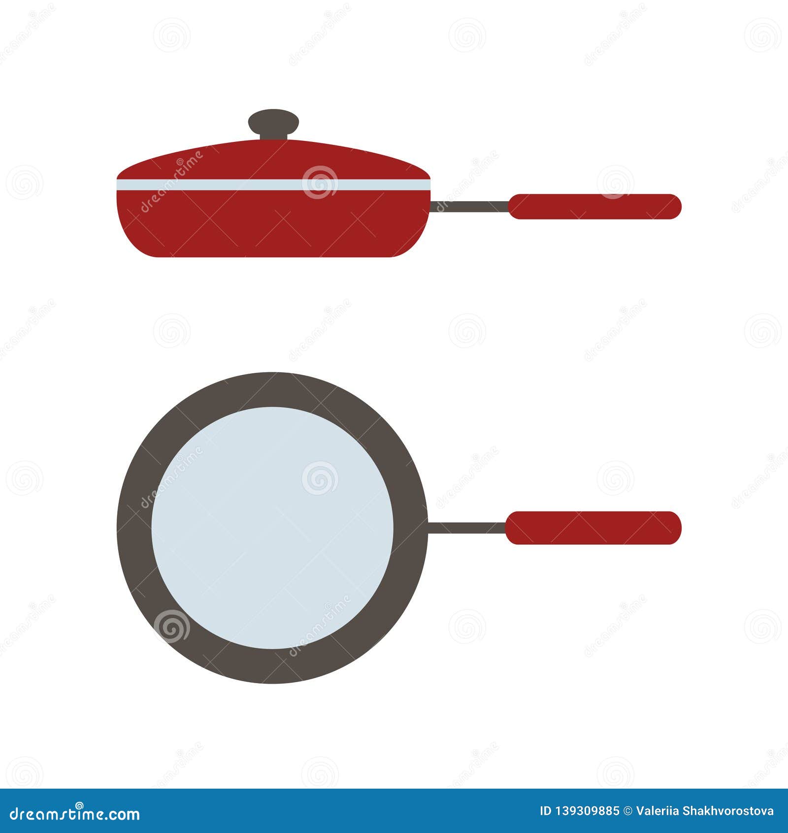 Vector Icon of Lid Pan, Side View and View from Above Stock Vector ...