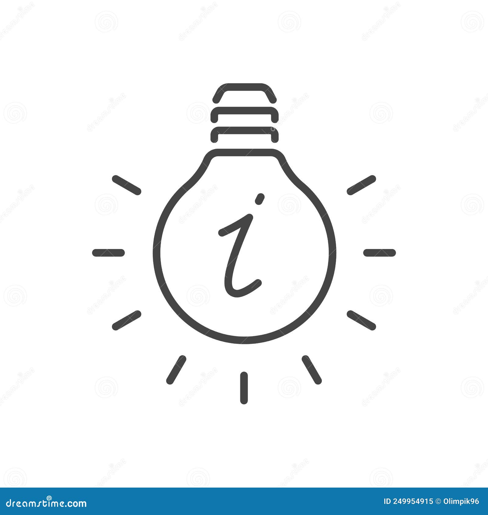 Vector Icon of Light Bulb with Letter I Stock Vector - Illustration of ...