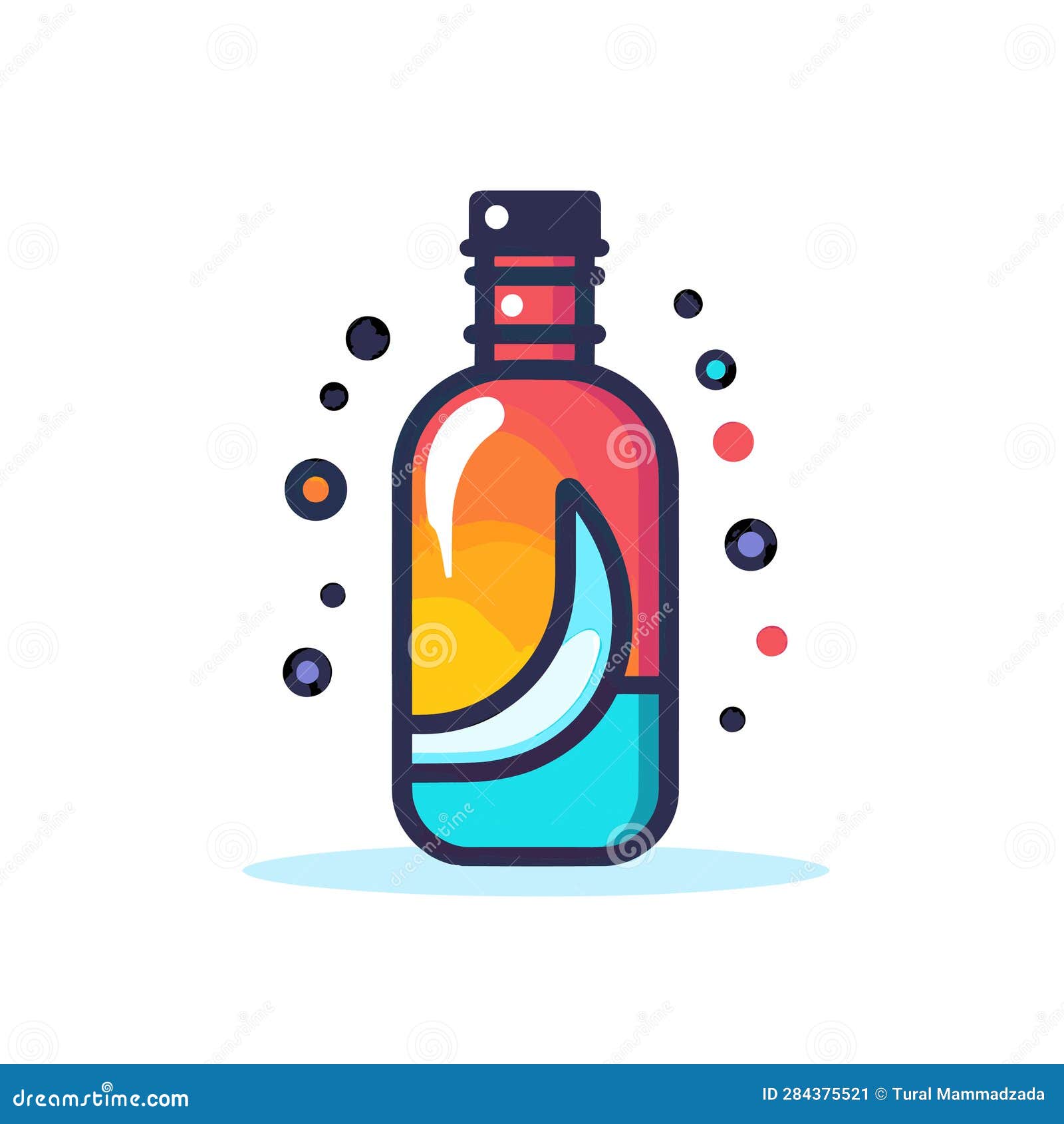Vector of a Vector Icon of a Liquid Bottle with a Wave Illustration ...