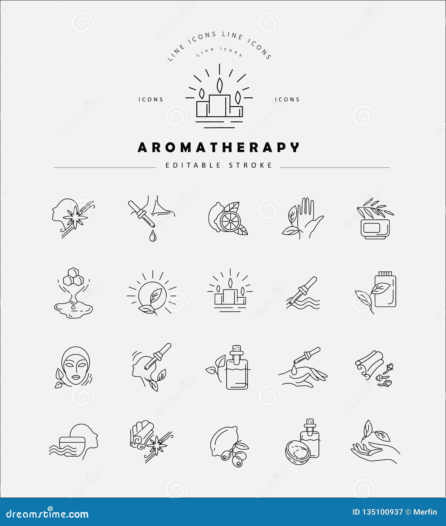 Vector Icon and Logo for Aromatherapy. Editable Outline Stroke Stock ...