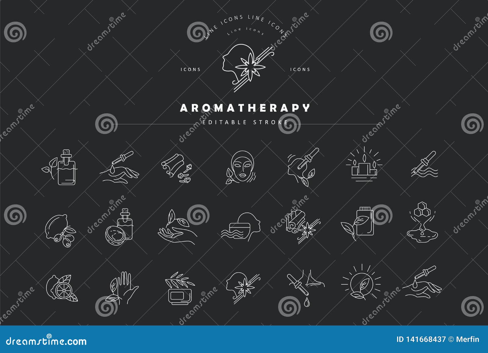 Vector Icon and Logo for Aromatherapy. Editable Outline Stroke Size ...