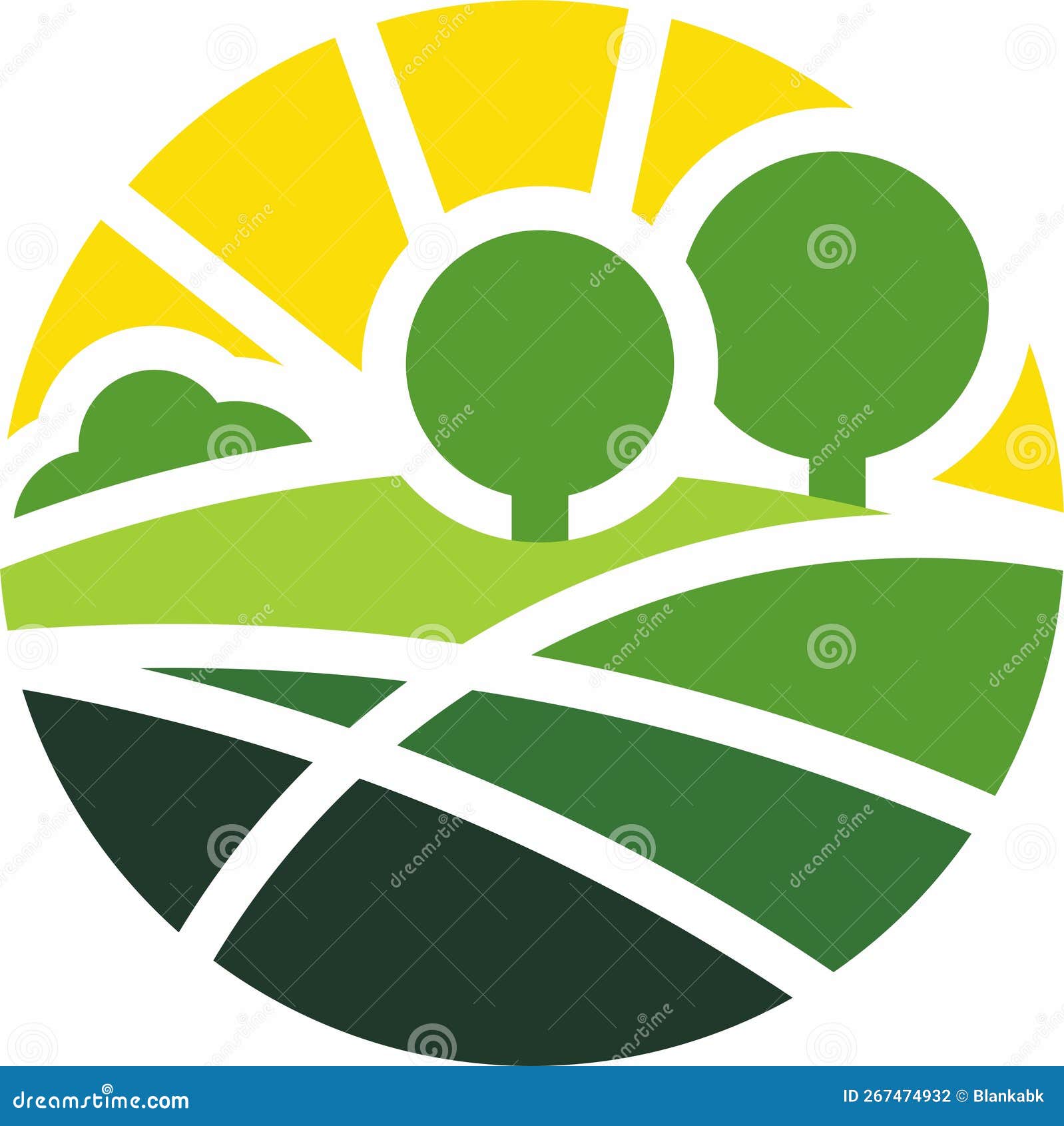 Vector Icon Logo Landscape Trees Sun in Circle Stock Vector ...