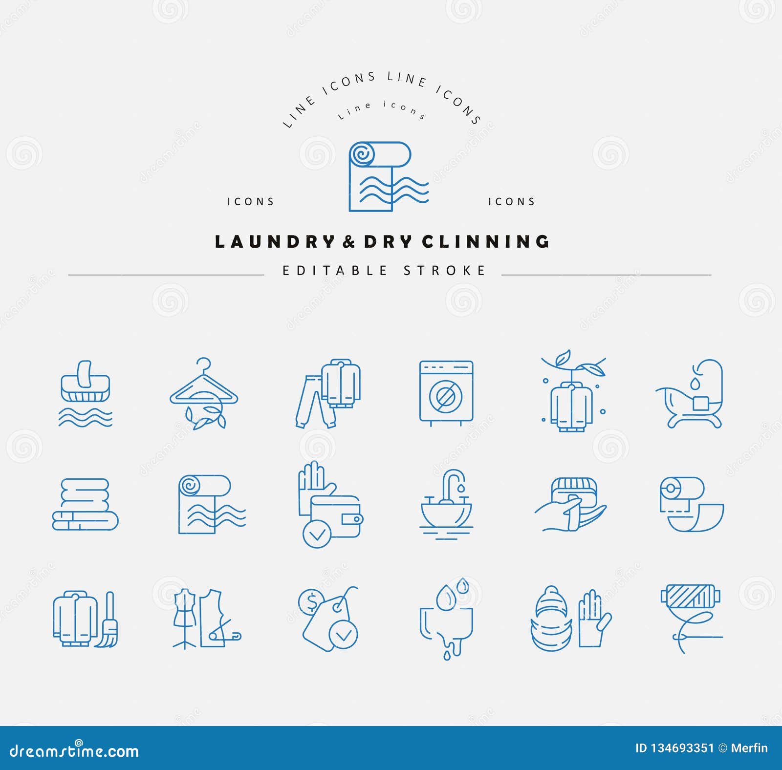 Vector Icon and Logo for Laundry and Dry Clinning. Editable Outline ...