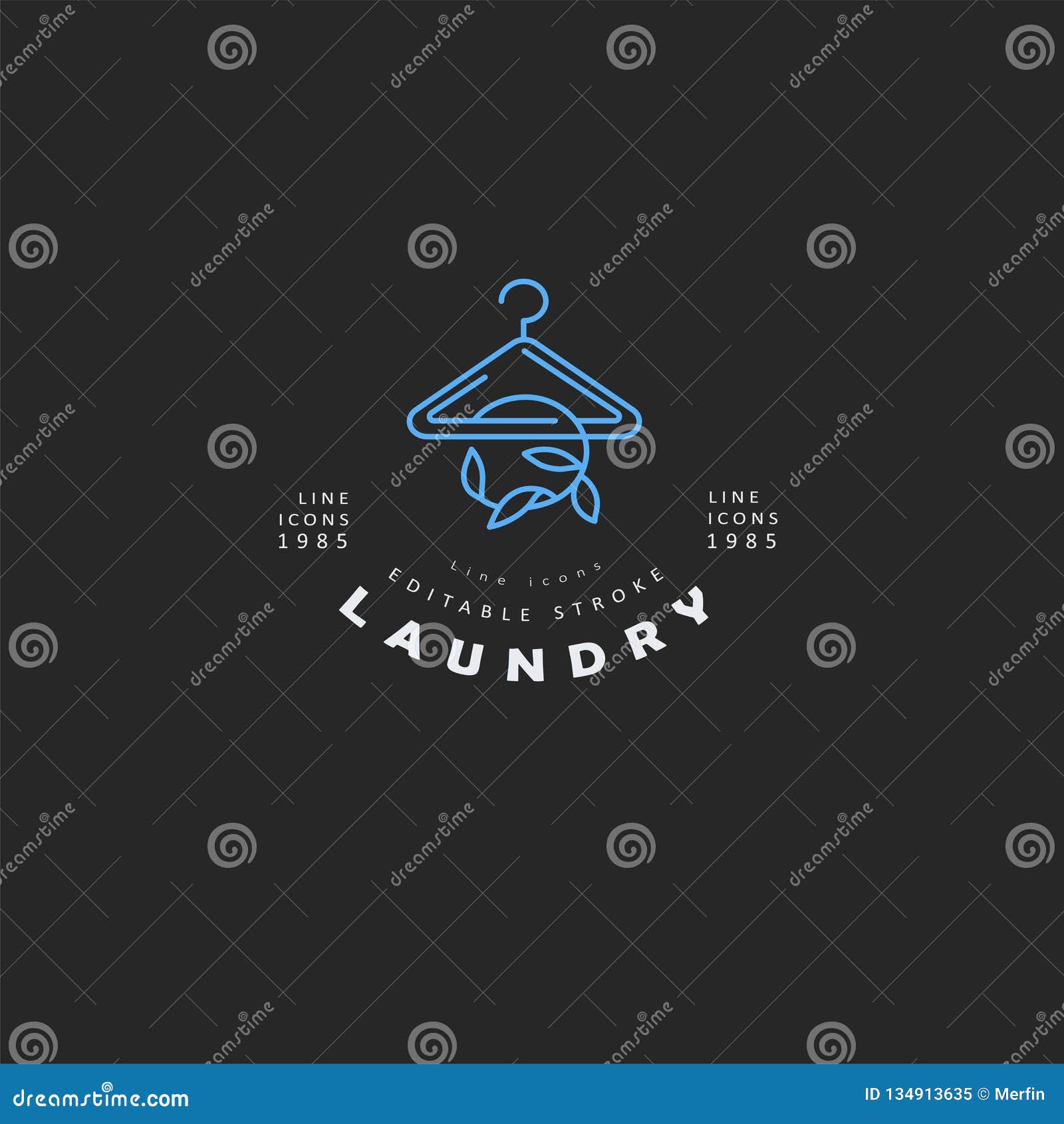 Vector Icon and Logo for Laundry and Dry Clinning. Editable Outline ...