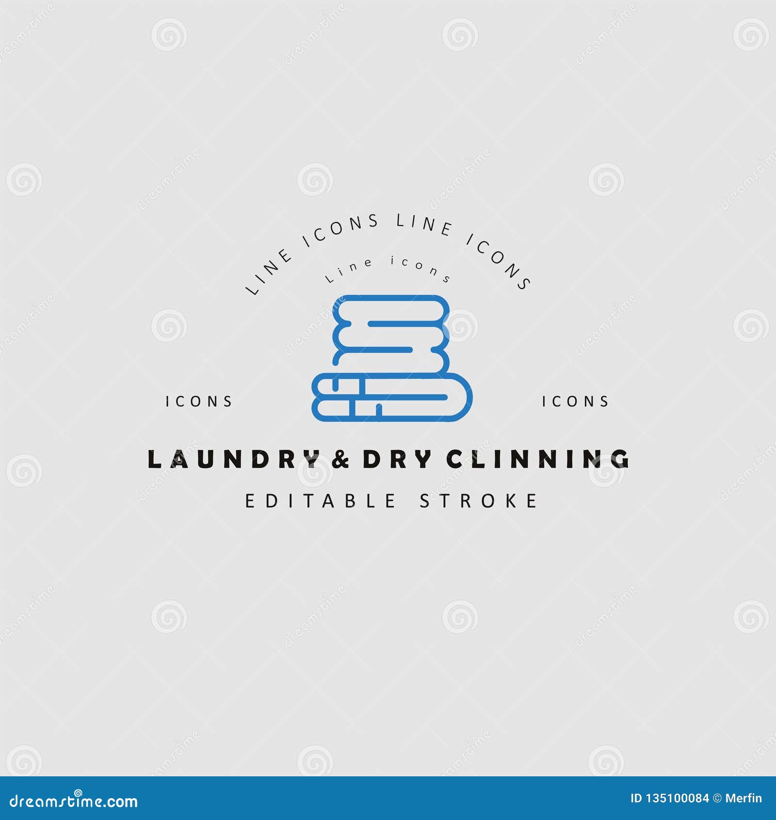Vector Icon and Logo for Laundry and Dry Clinning. Editable Outline ...