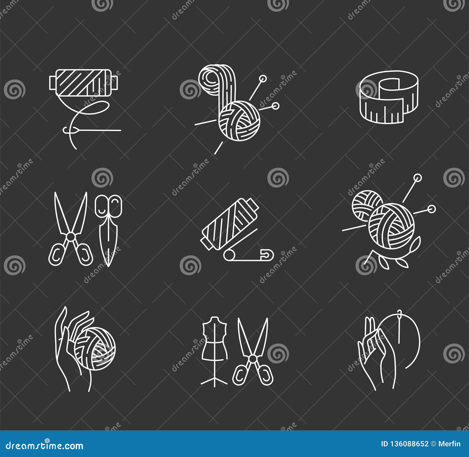 Vector Icon and Logo Sewing and Handmade. Editable Outline Stroke Stock ...