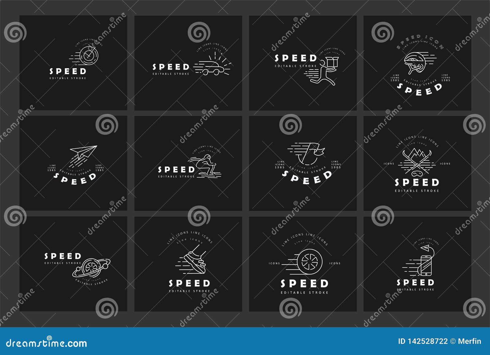 Vector Icon and Logo for Speed Motion. Editable Outline Stroke Size ...