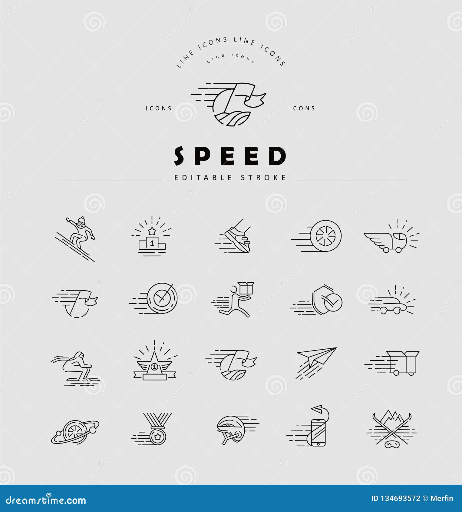 Vector Icon and Logo for Speed Motion. Editable Outline Stroke Size ...