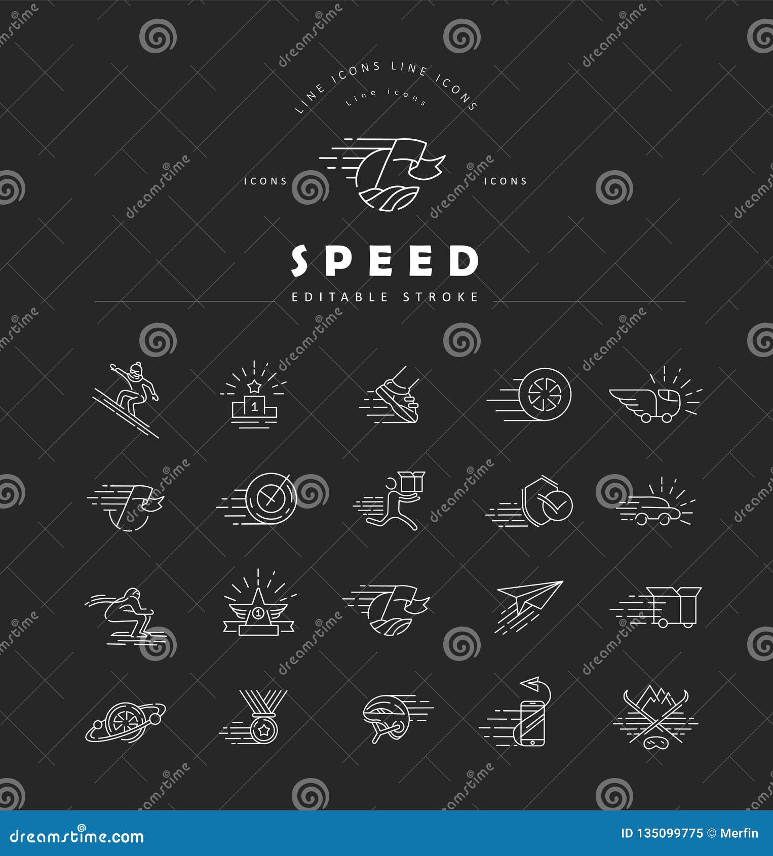 Vector Icon and Logo for Speed Motion. Editable Outline Stroke Size ...