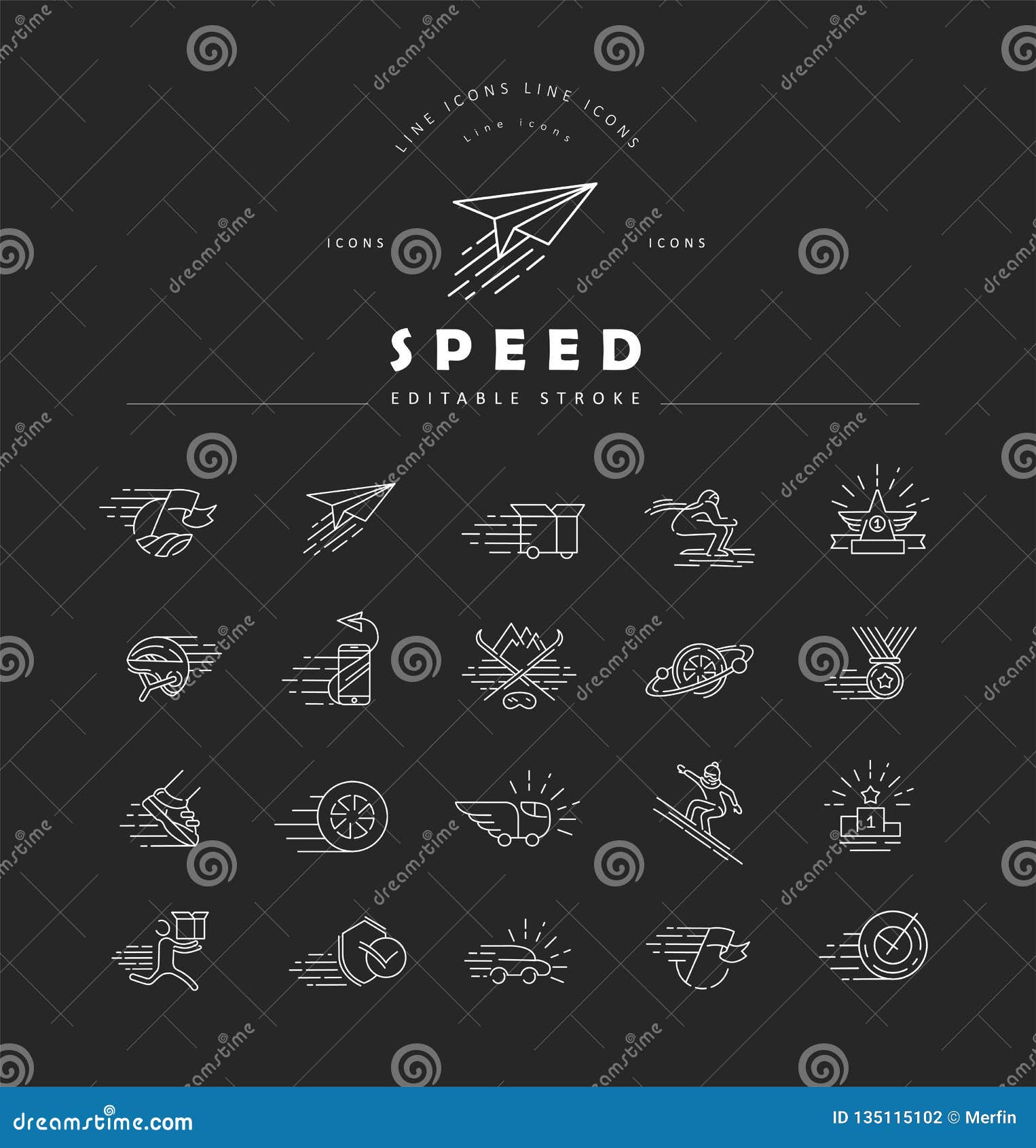 Vector Icon and Logo for Speed Motion. Editable Outline Stroke Size ...