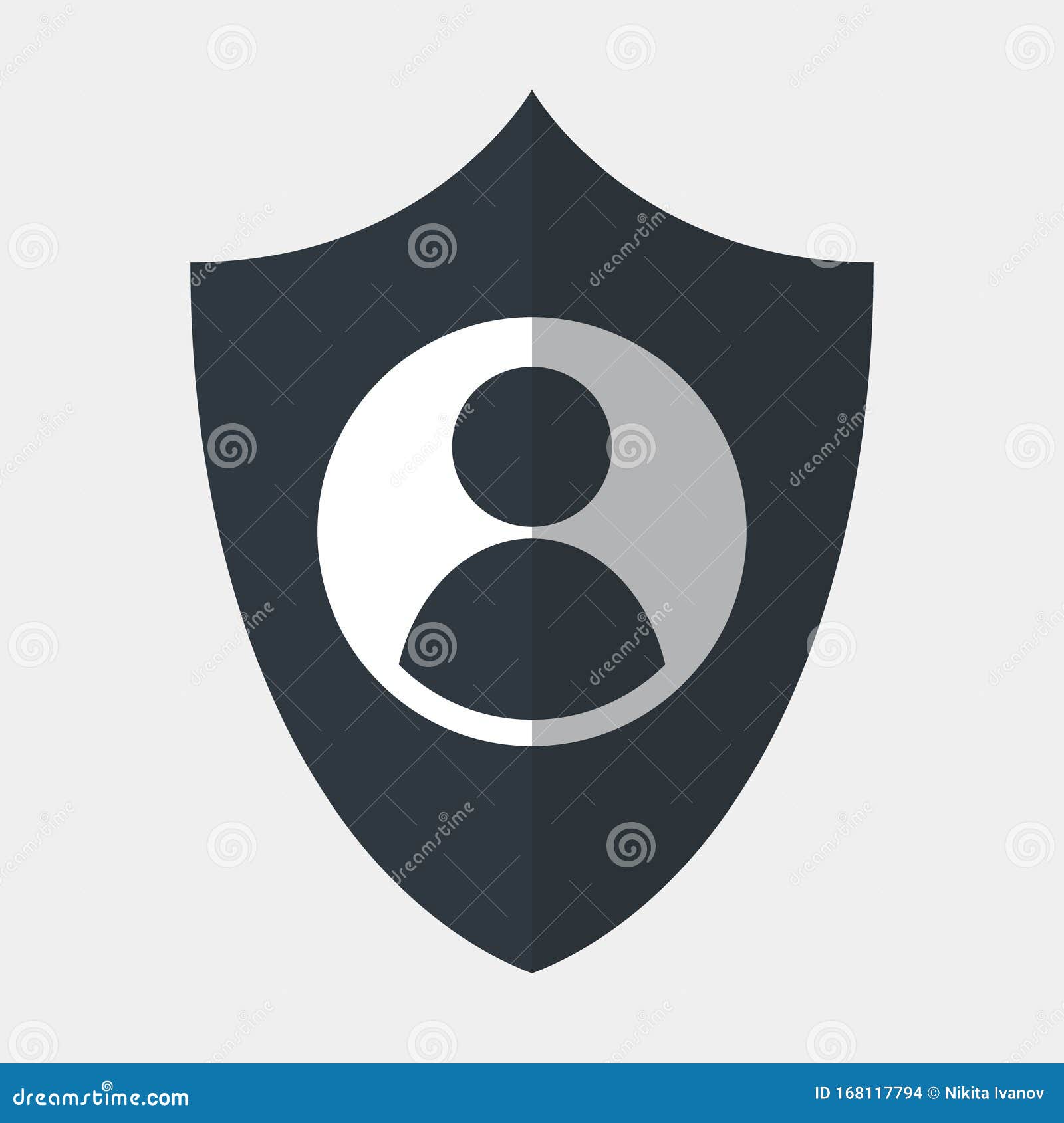 Vector Icon Made of Shield and ID Picture of a Person. it Represents ...