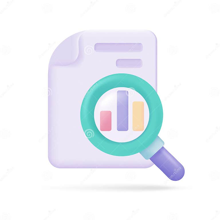 Vector Icon Magnifying Glass on Document Isometric 3d Style Stock ...