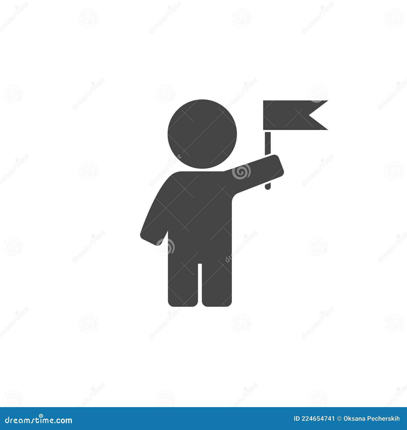 Vector Icon Man with Flag on White Isolated Background Stock Vector ...