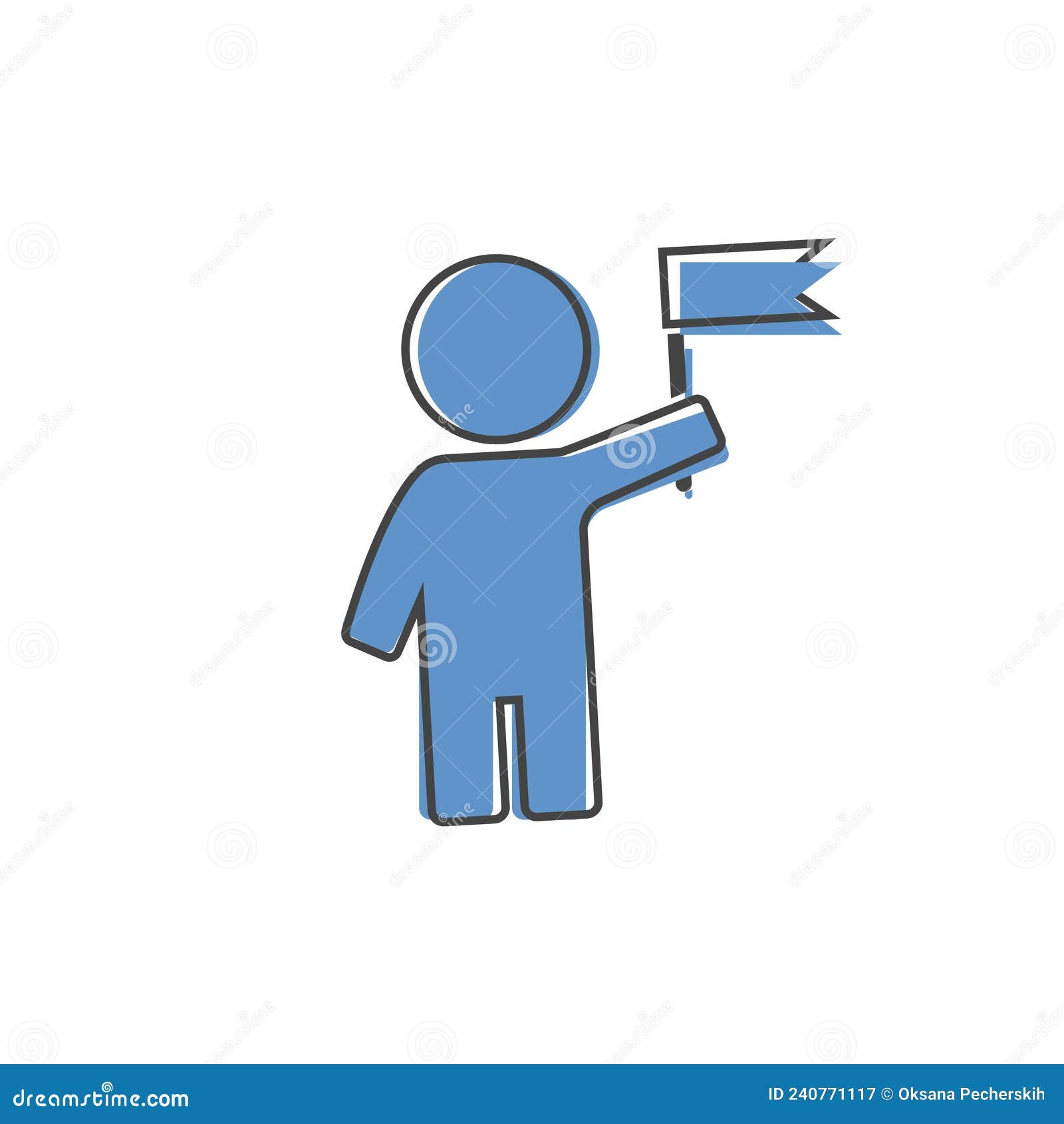 Vector Icon Man with Flag on White Isolated Background. Layers Grouped ...