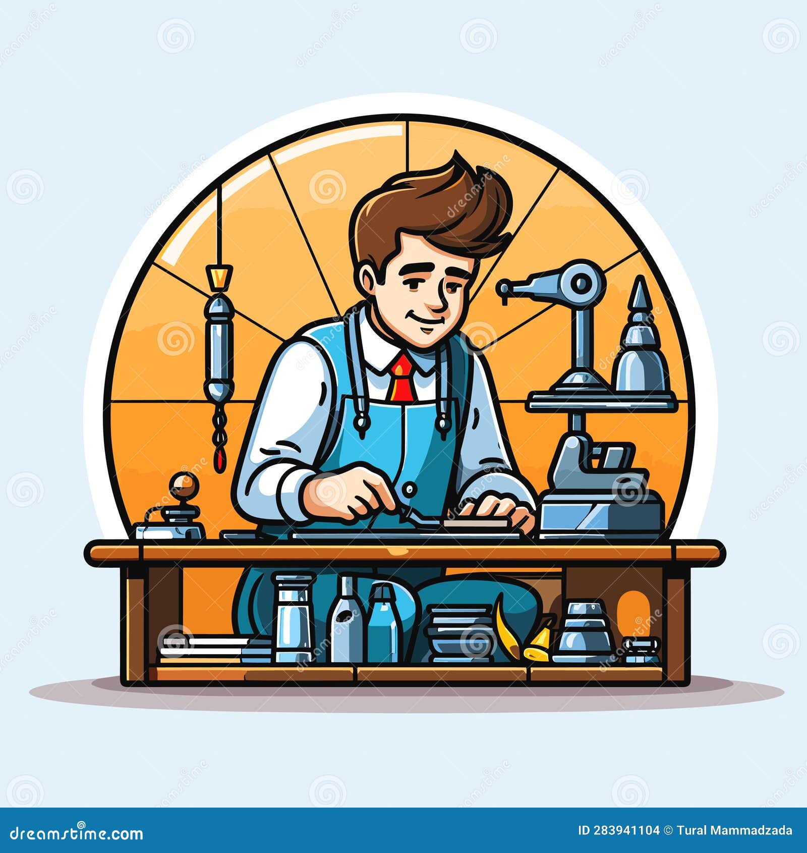 Vector Icon of a Man Operating a Machine in a Workshop Stock Vector ...