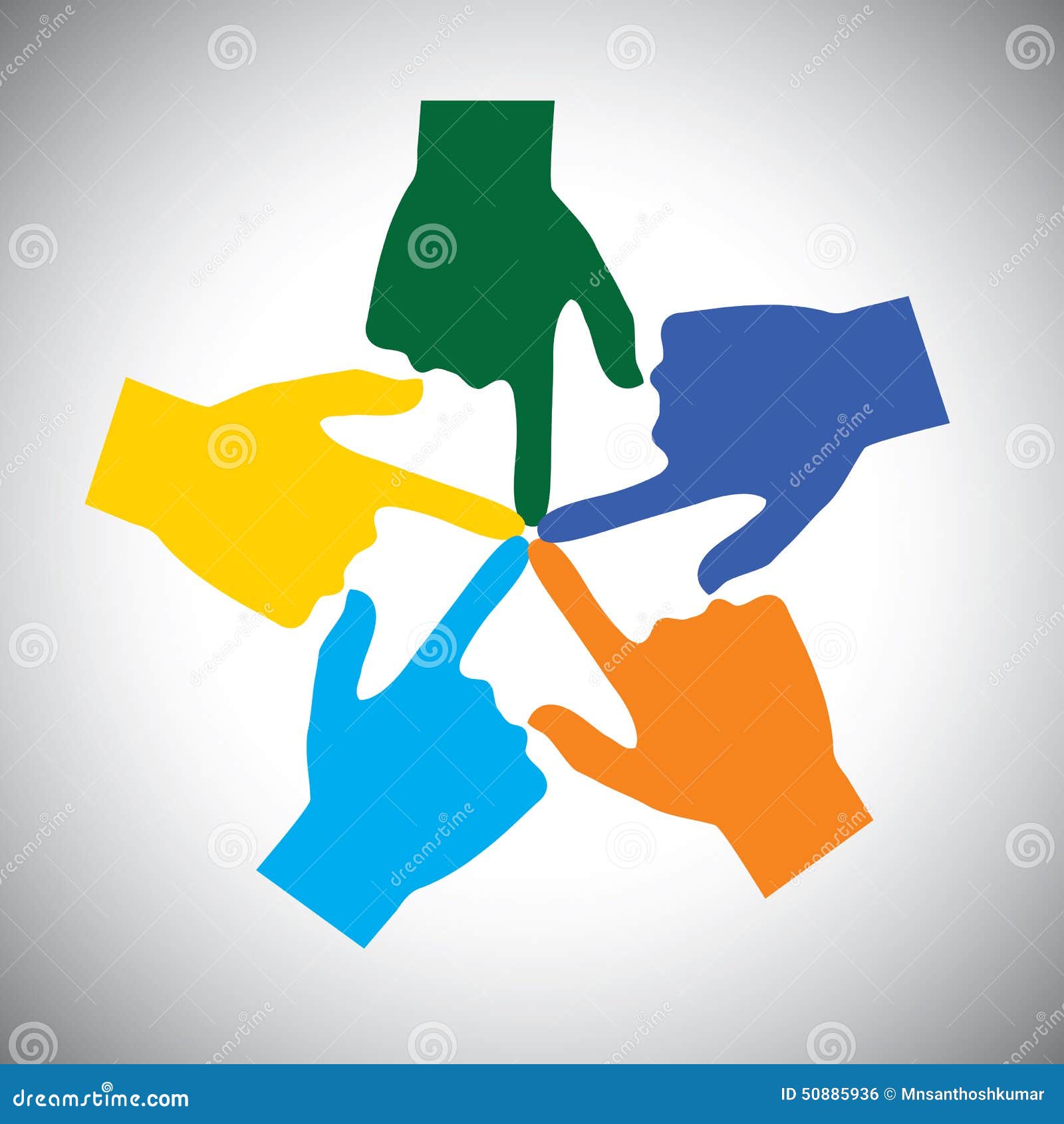 Vector Icon of Many Hands Touching Each Other - Concept of Unity Stock ...