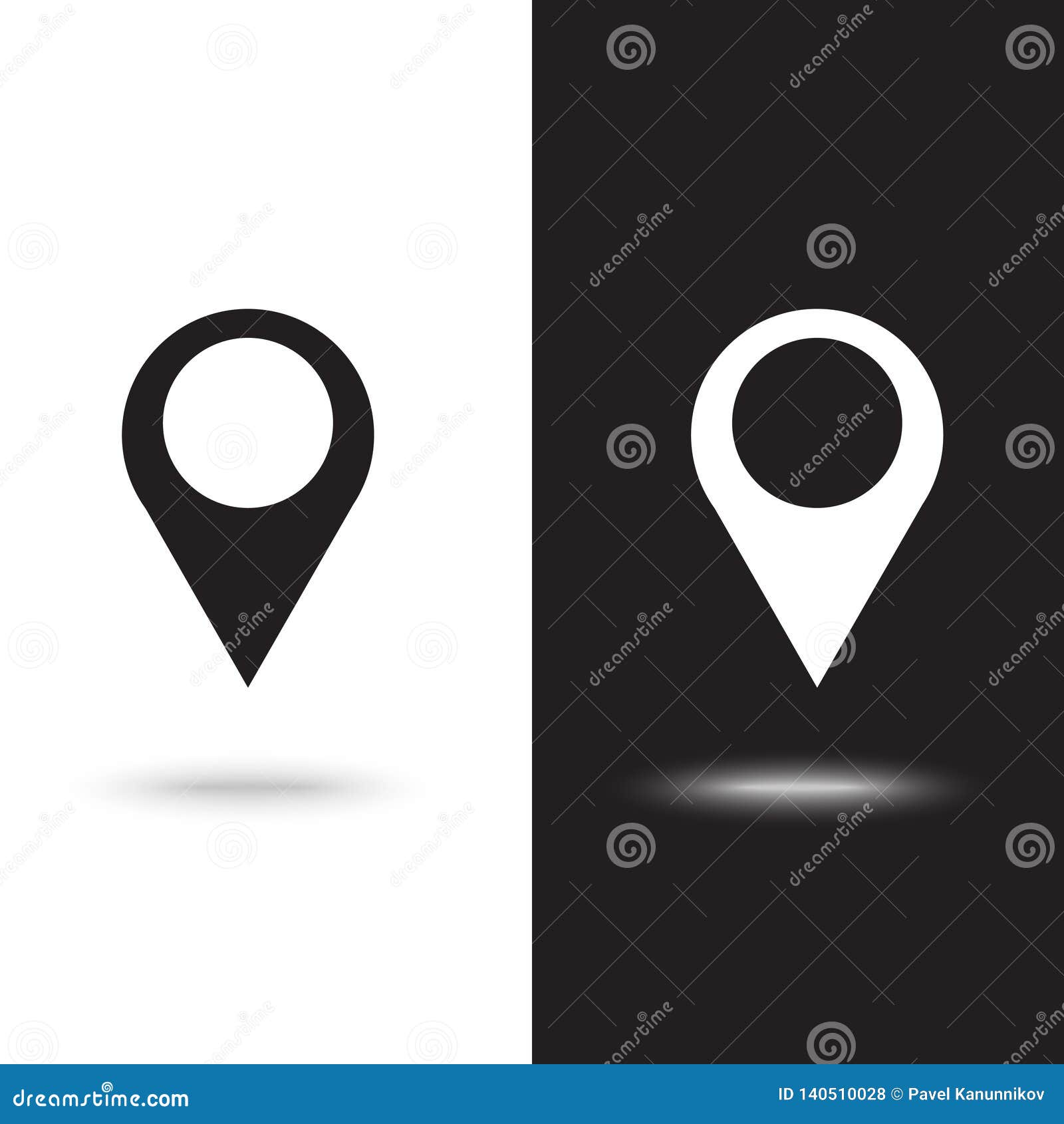 Vector Icon Map Icons Markers. on Black and White Background Stock ...
