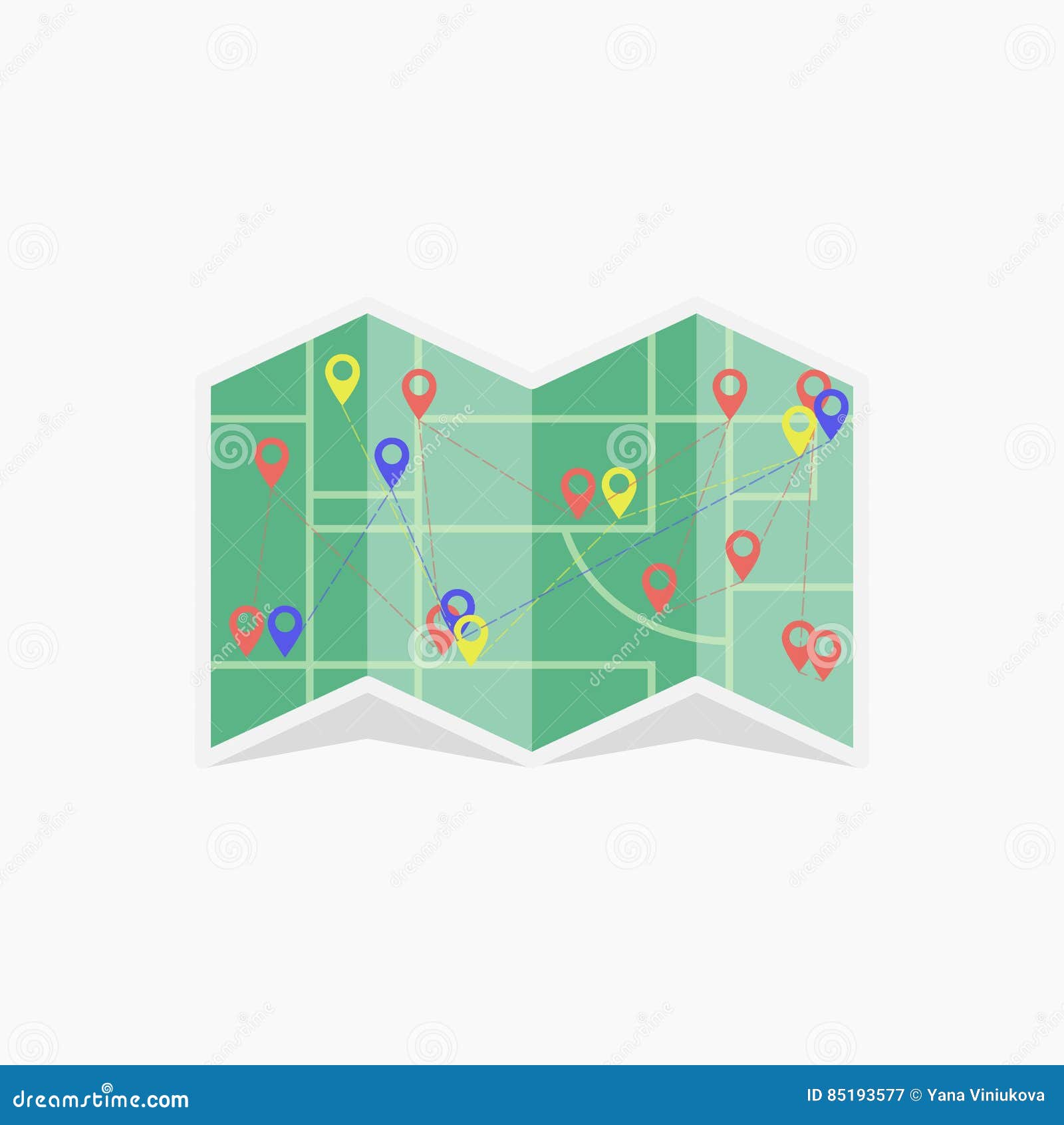 Vector Icon. Map of the World. Point on the Map. Pin and the Distance ...