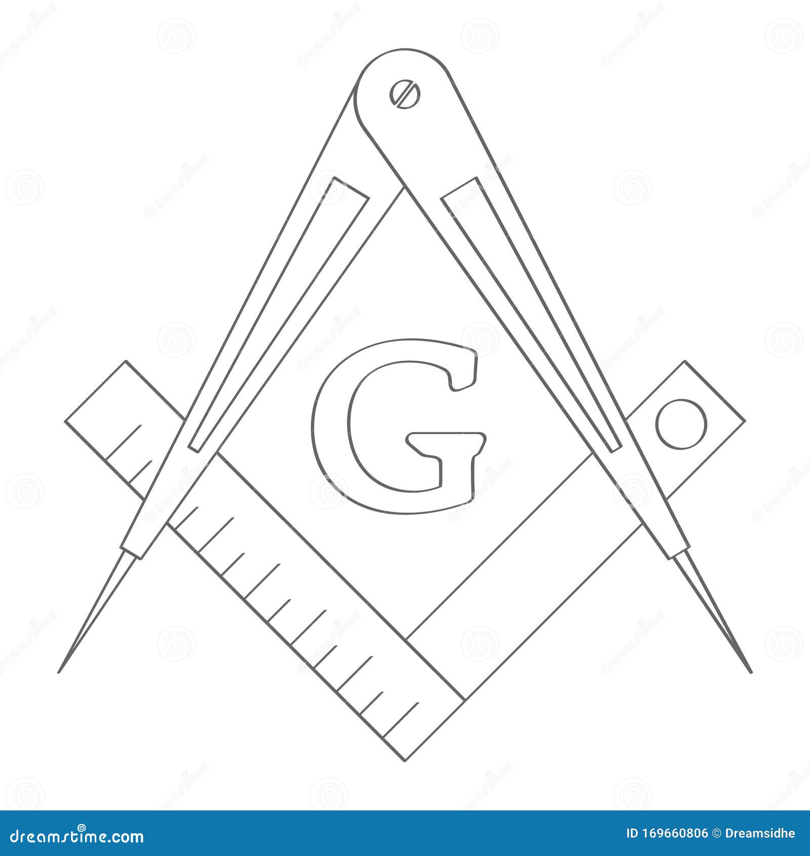 Vector Icon with Masonic Square and Compasses Stock Vector ...