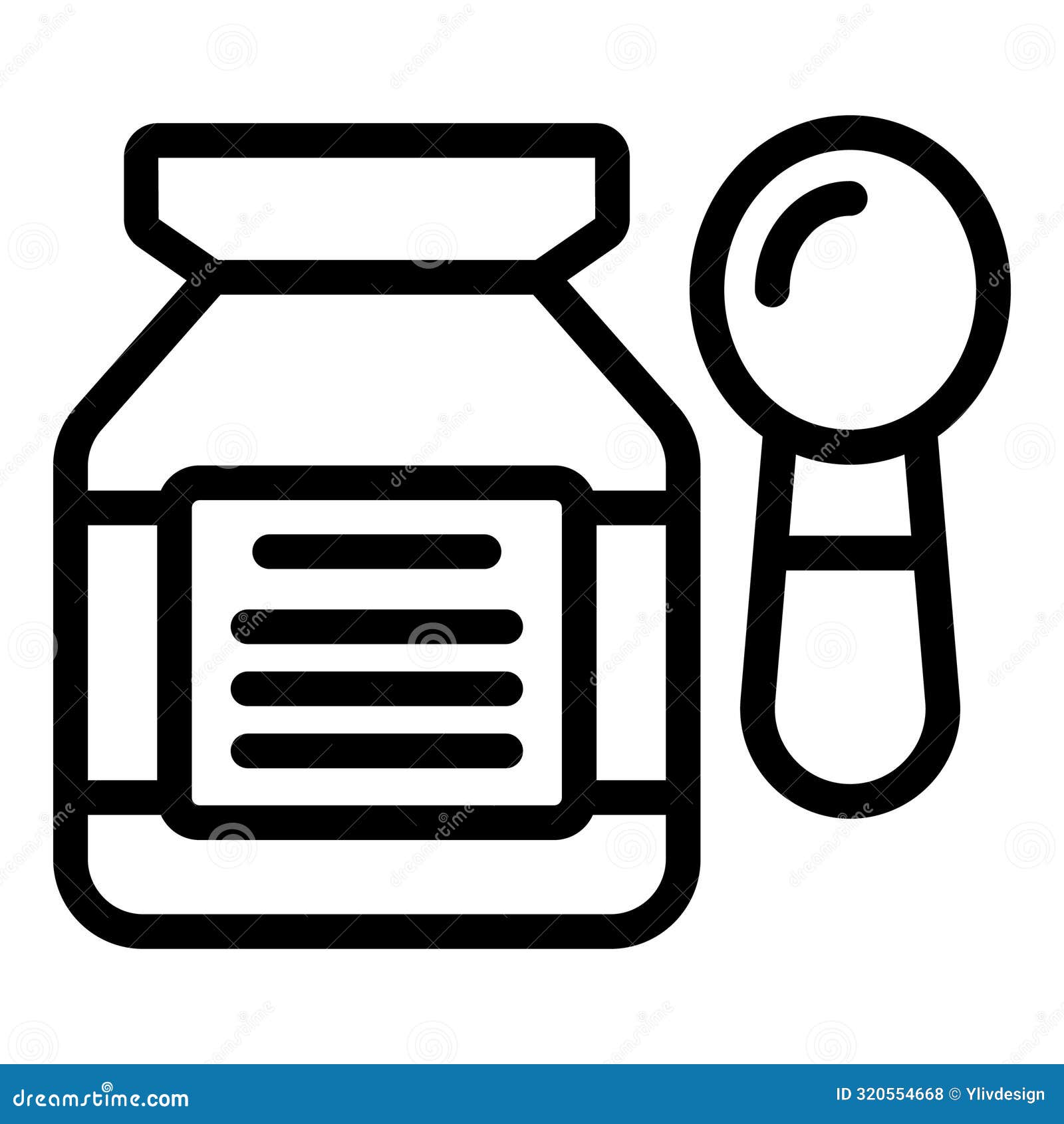 Vector Icon of Medication Jar and Spoon Stock Vector - Illustration of ...
