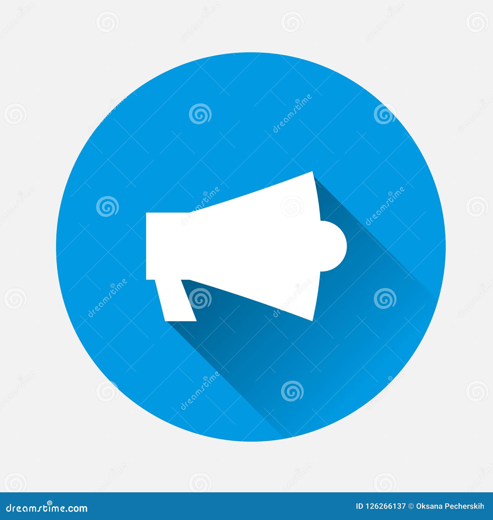 Vector Icon Megafon on Blue Background.Flat Image Megafon with Stock ...