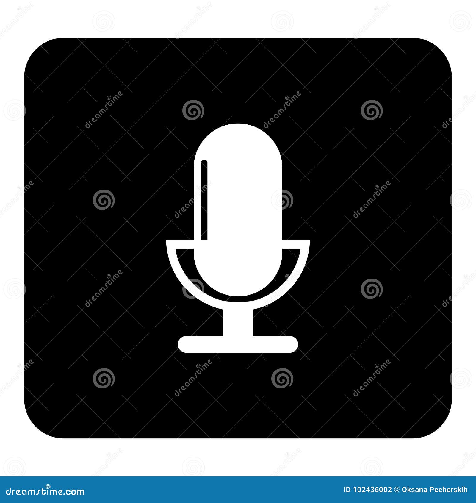 Vector Icon Microphone. Vector White Illustration on Black Back Stock ...