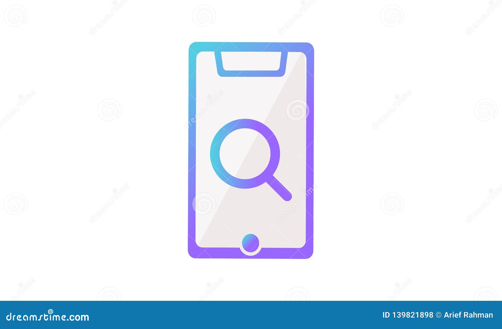 Vector Icon. Mobile Phone and Search Icon Concept. Modern Gradient ...